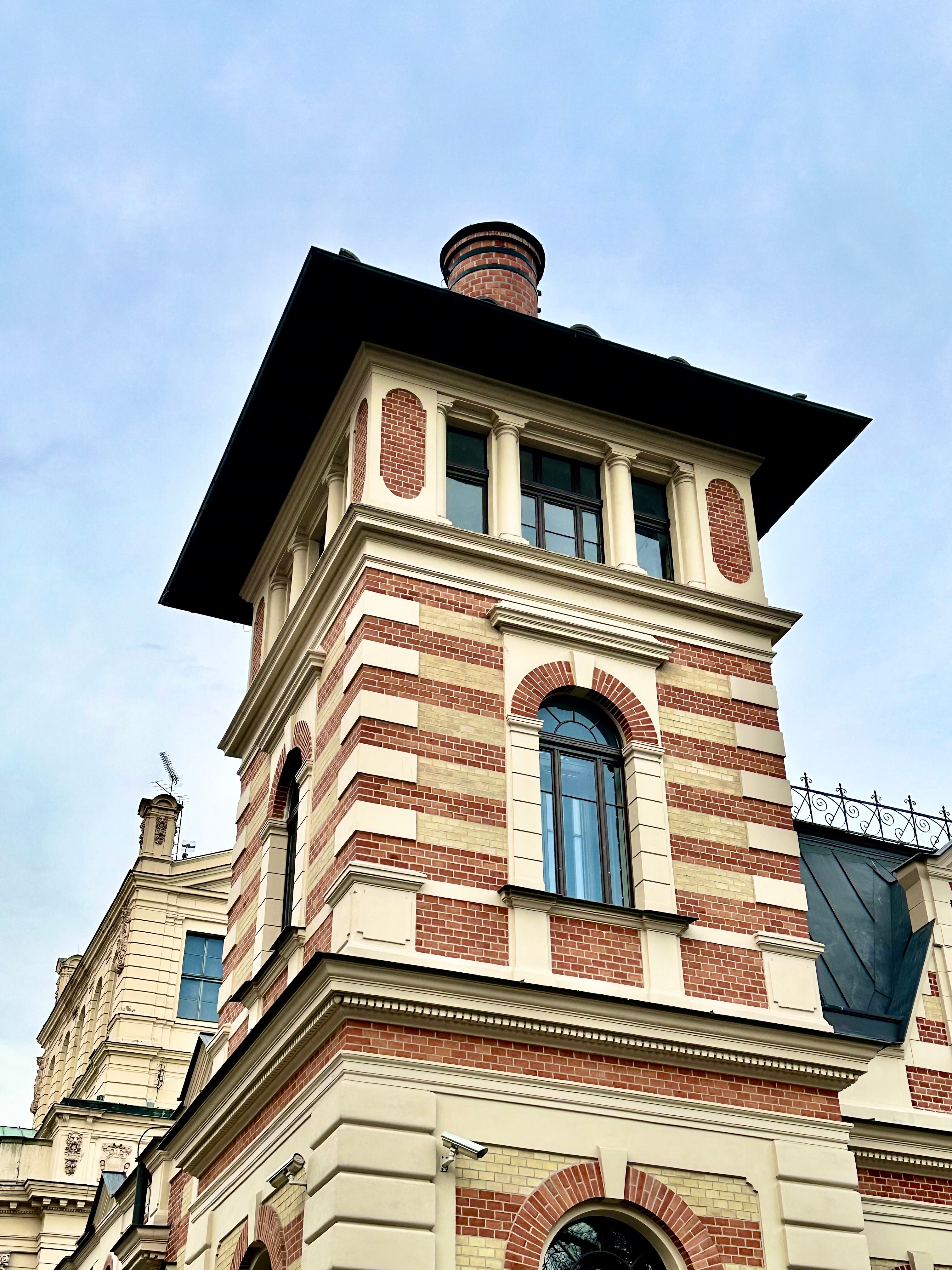 Historic Brick and Stone Tower with Chimney · Free Stock Photo