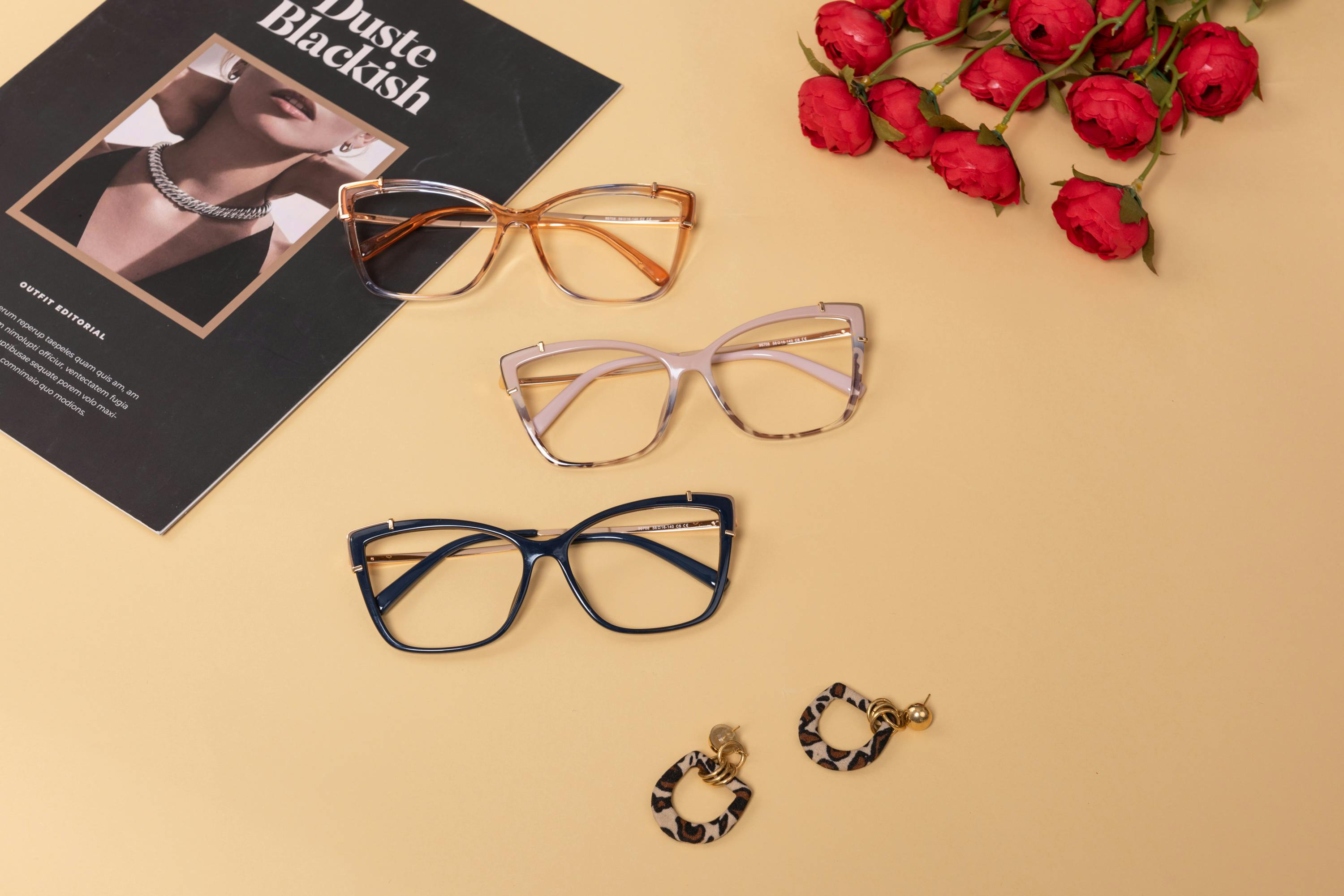 Chic Eyewear Flat Lay with Fashion Magazine · Free Stock Photo