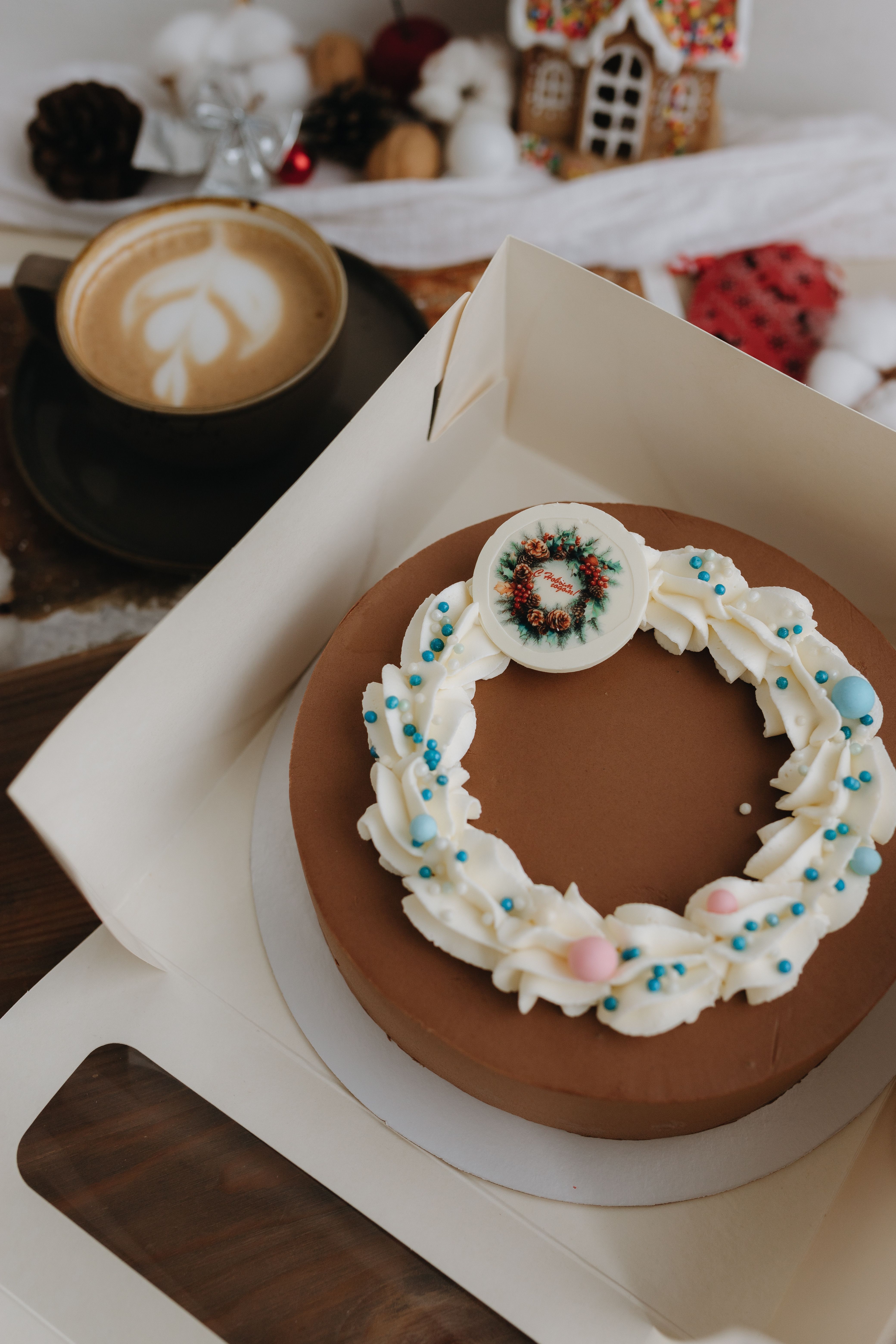 Festive Chocolate Cake with Holiday Decor · Free Stock Photo