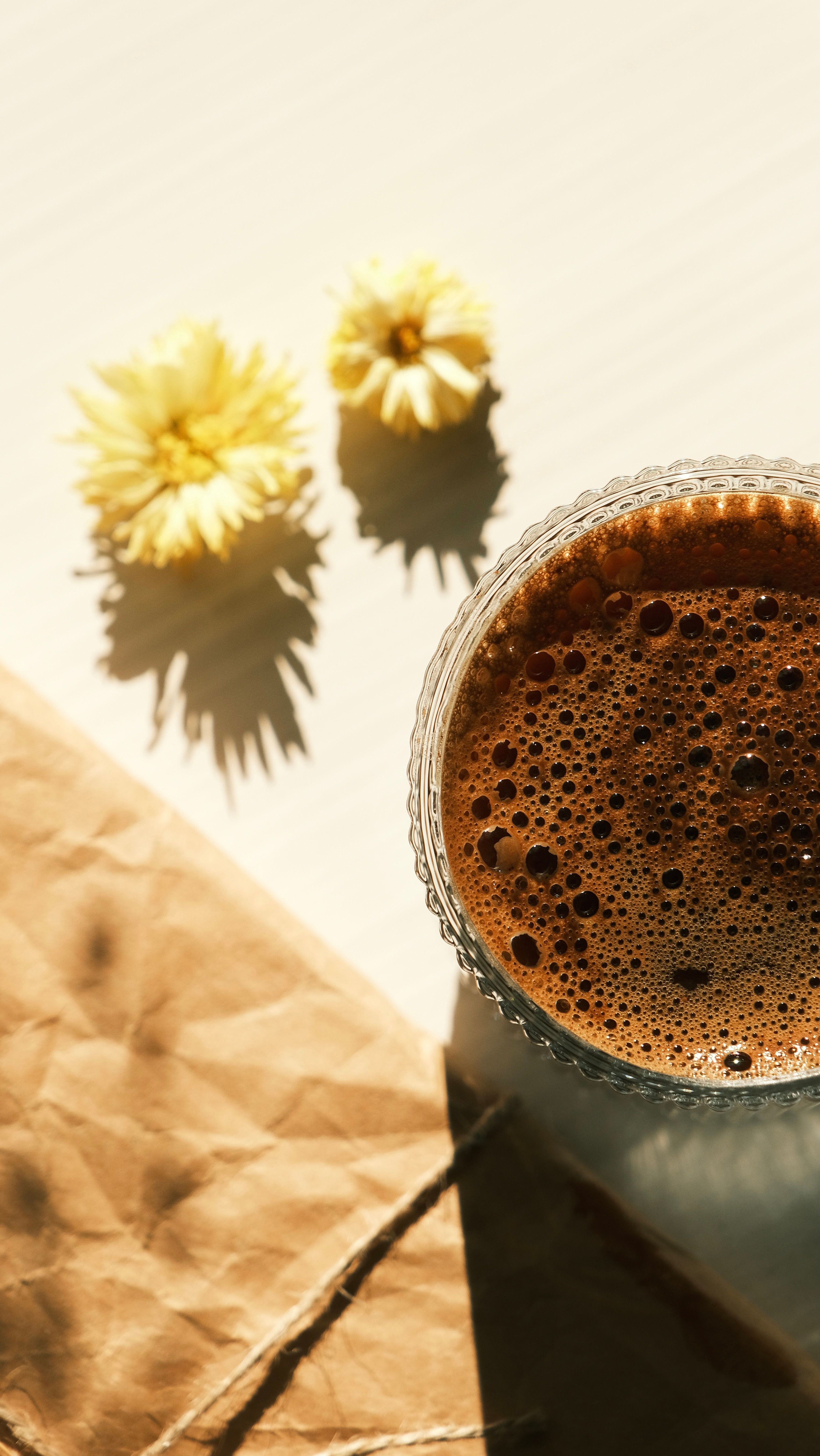 Aesthetic Coffee with Shadows in Sunlight · Free Stock Photo