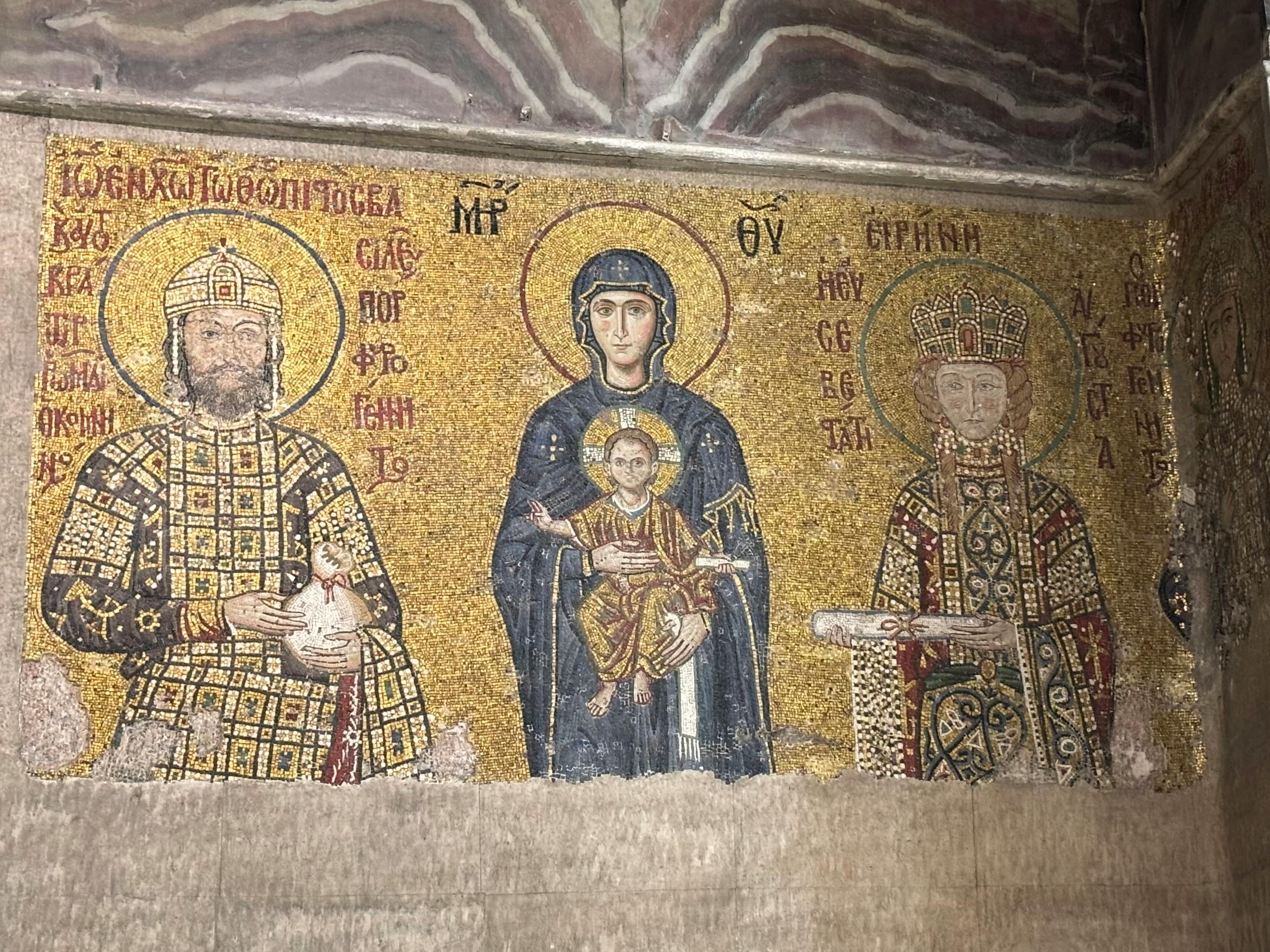 Byzantine Mosaic of Holy Figures in Hagia Sophia · Free Stock Photo