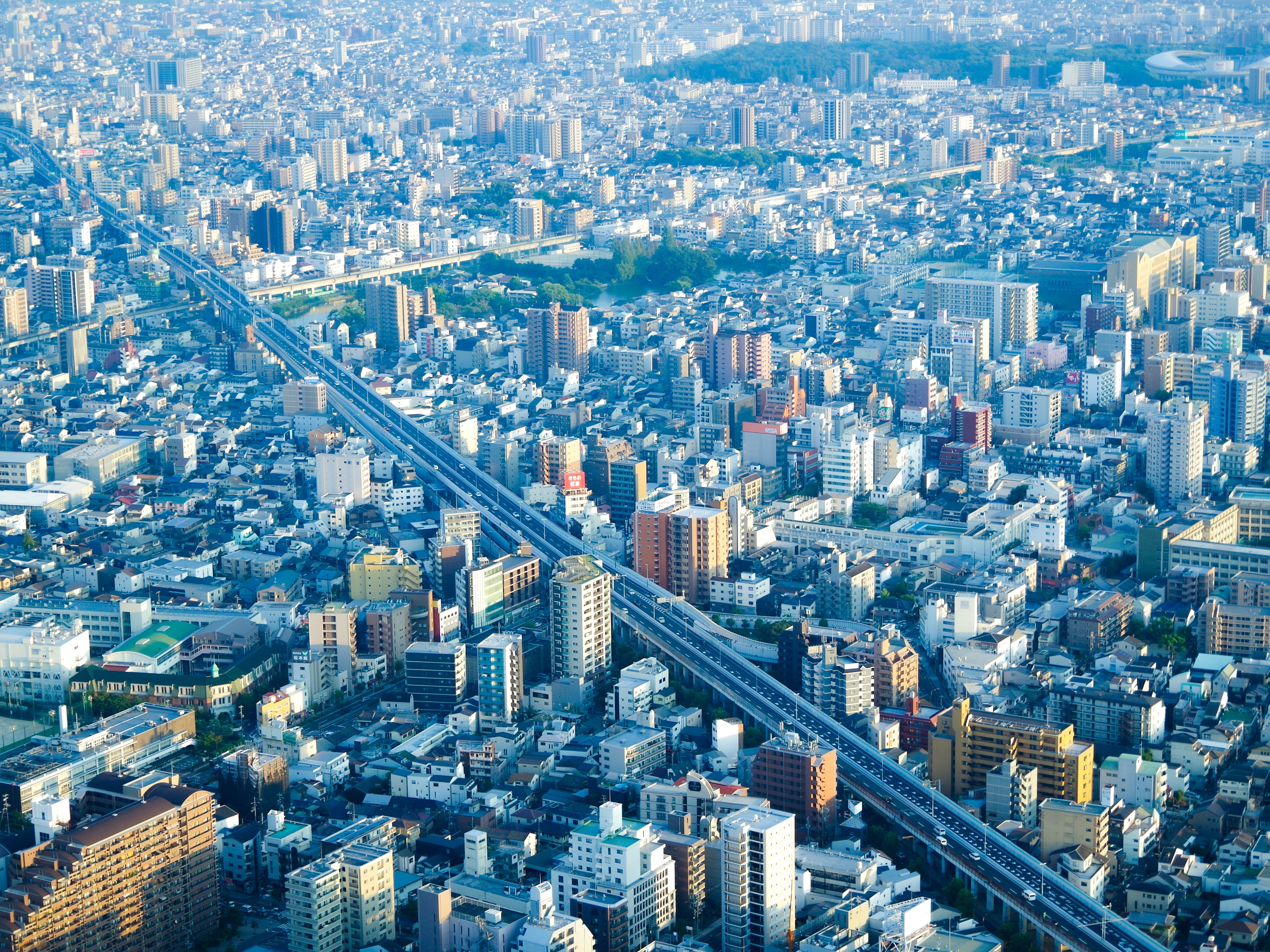 Aerial View of Urban Landscape in Osaka, Japan · Free Stock Photo