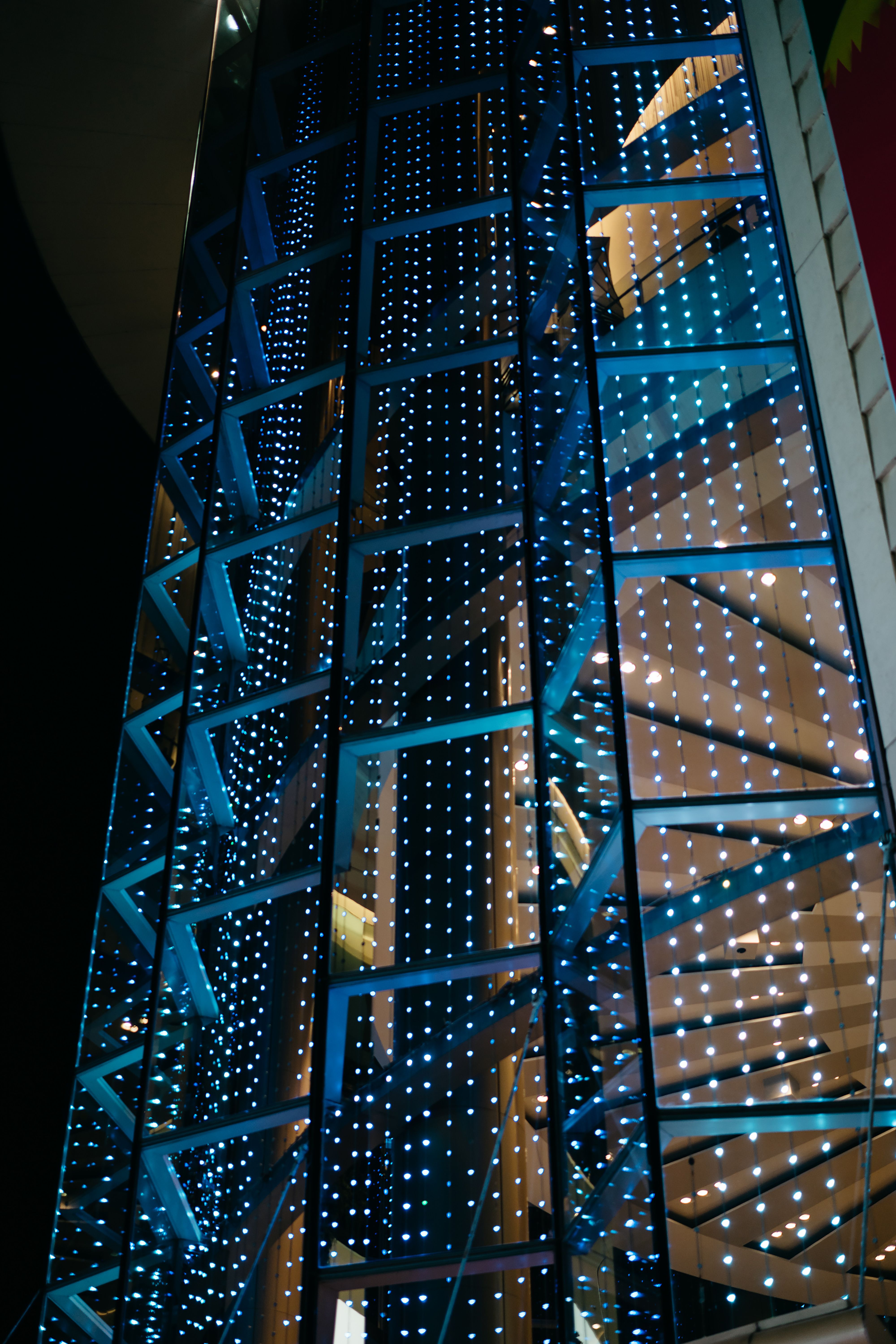 LED Illuminated Modern Glass Facade at Night · Free Stock Photo
