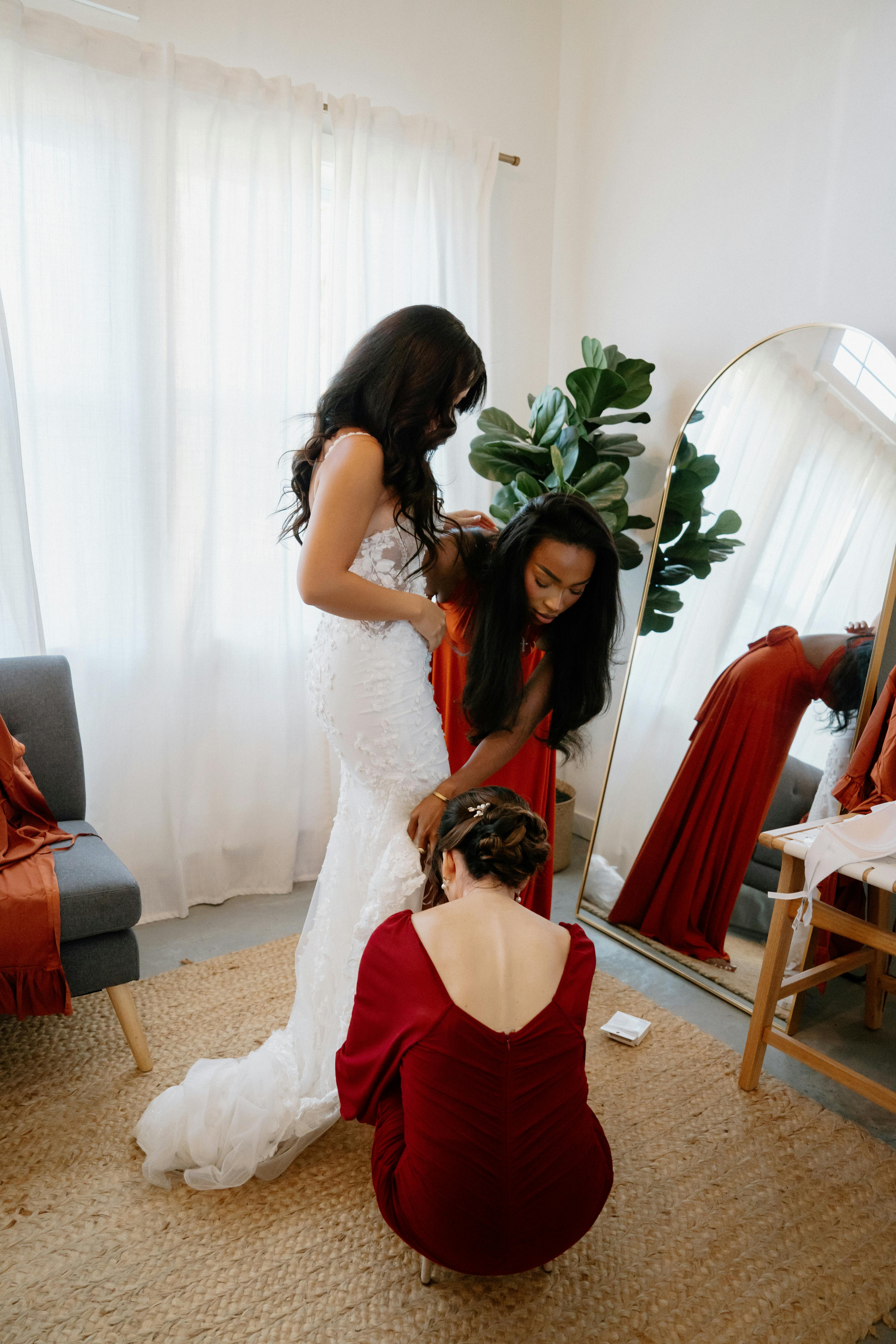 Bride Preparing for Wedding in Elegant Indoor Setting · Free Stock Photo
