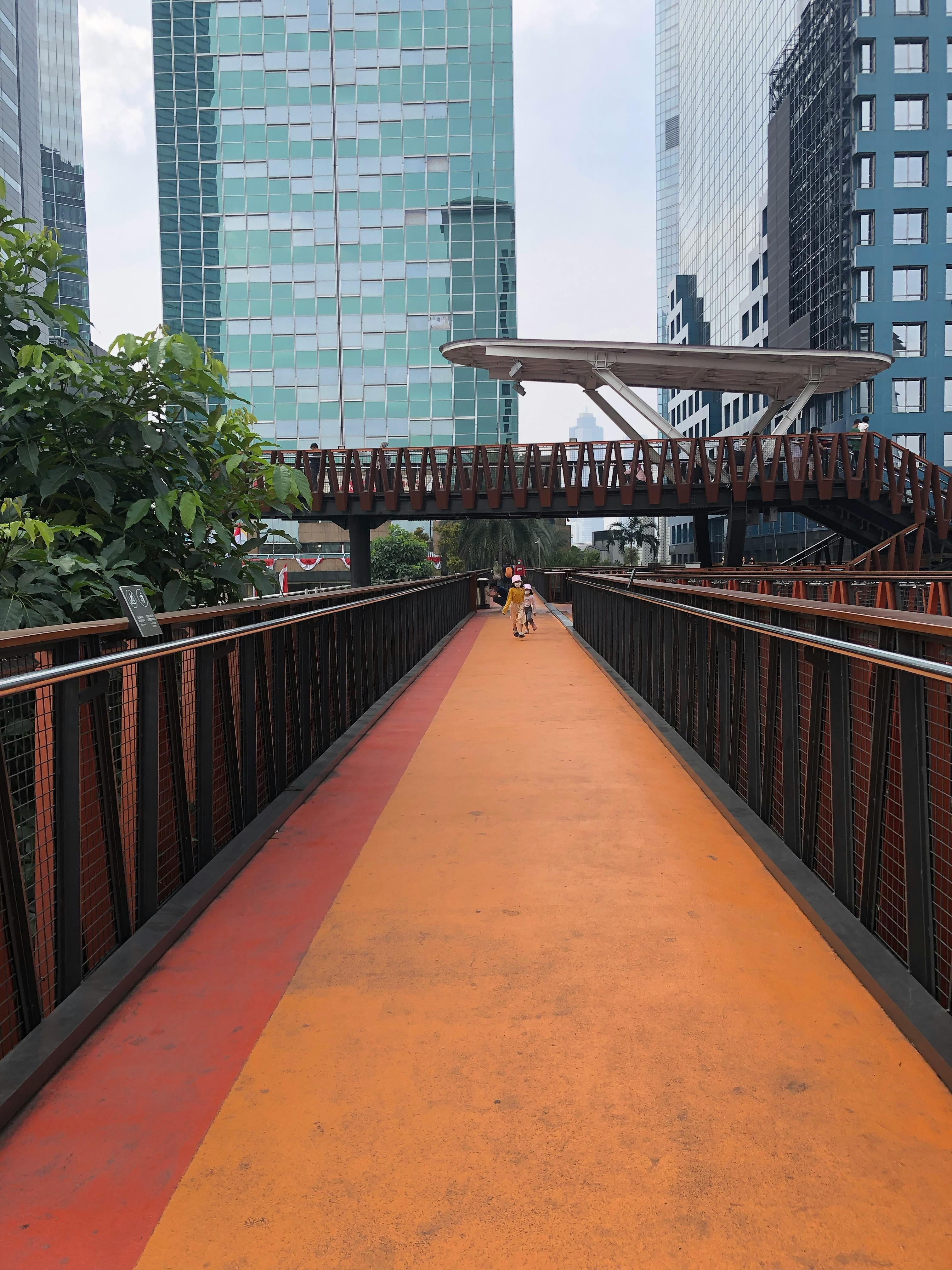 Modern Urban Footbridge with High-Rise View · Free Stock Photo