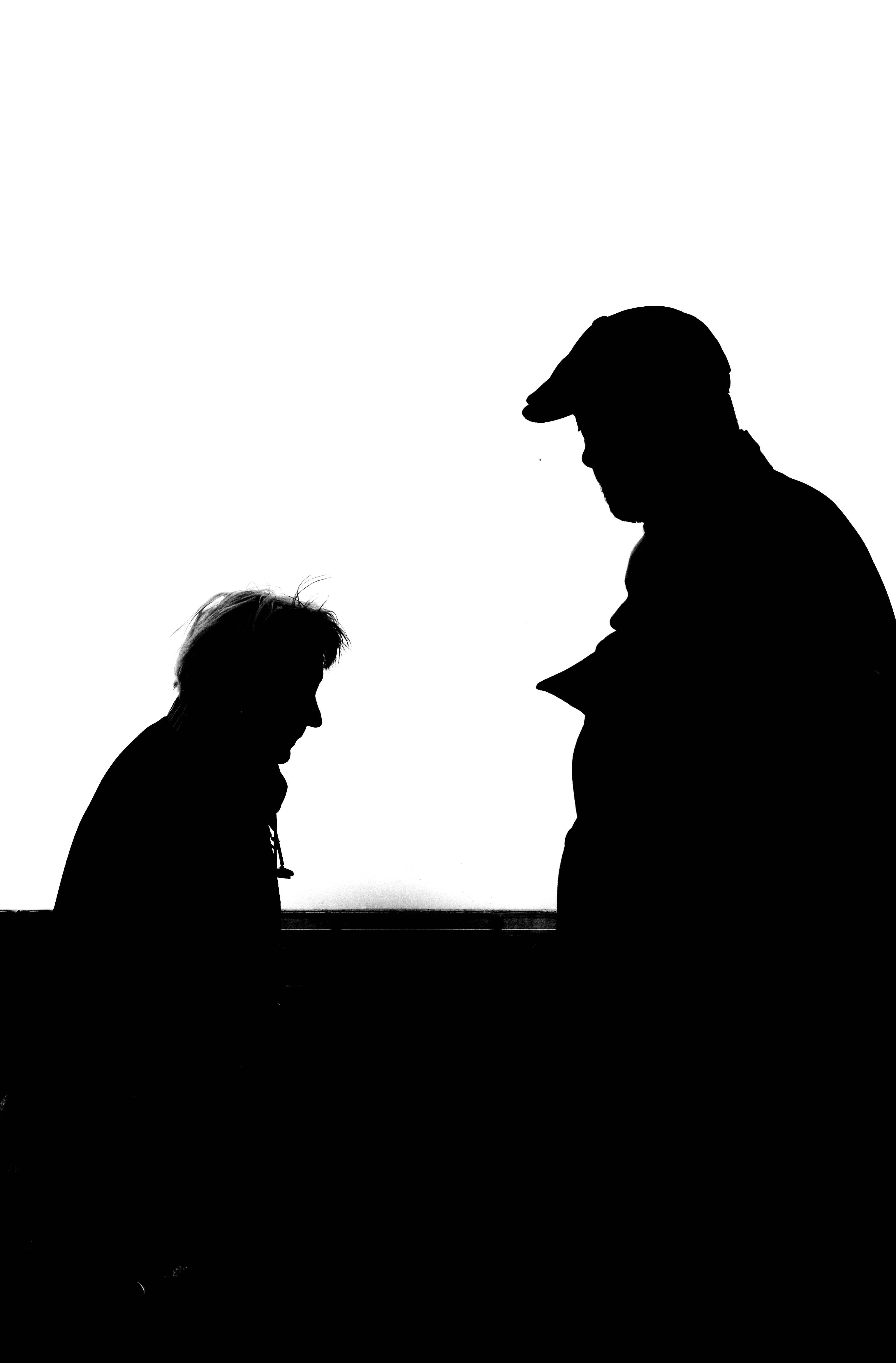 Dramatic Silhouette of Two People in Conversation · Free Stock Photo