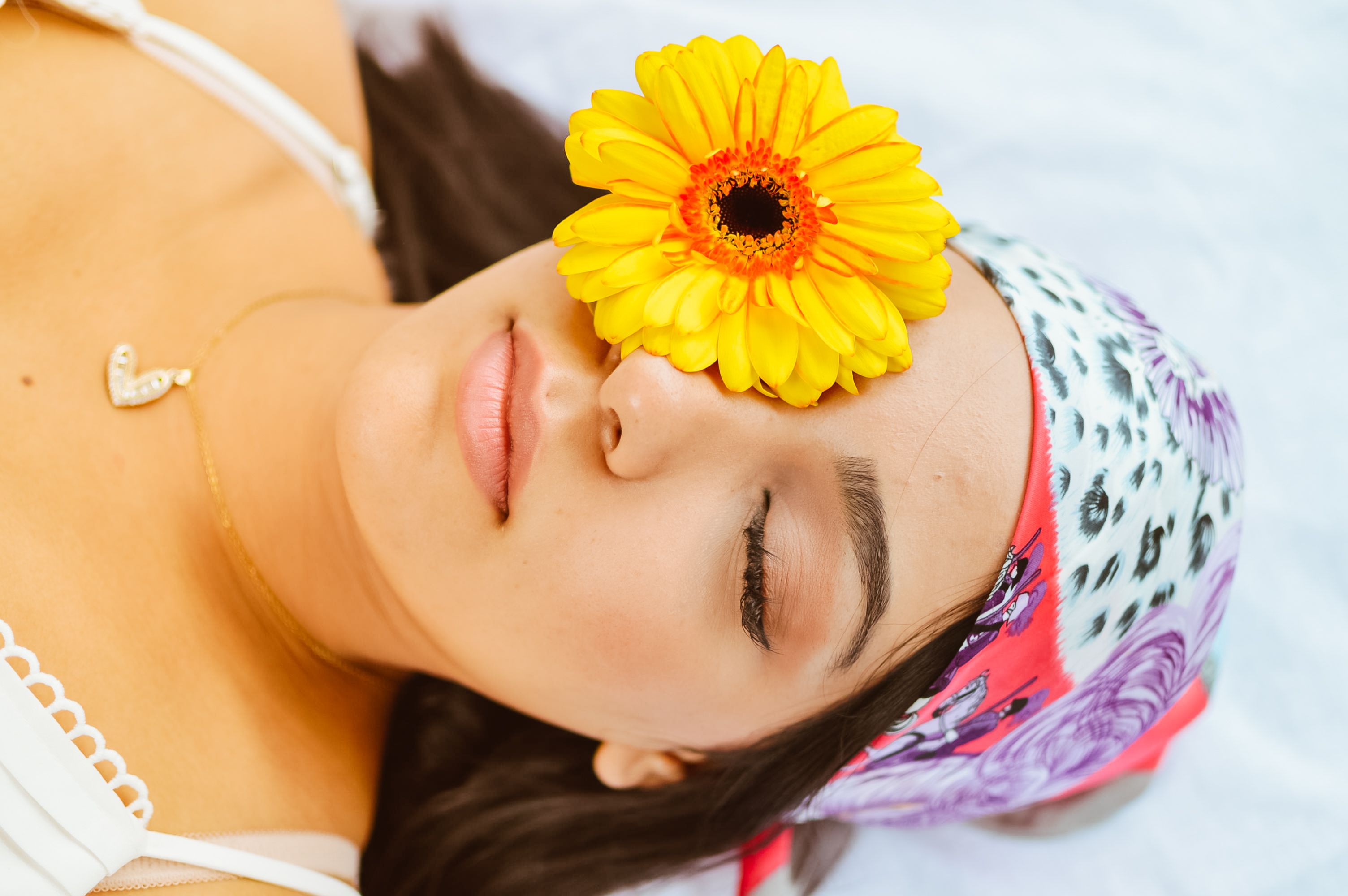 Portrait of Woman with Yellow Flower on Face · Free Stock Photo