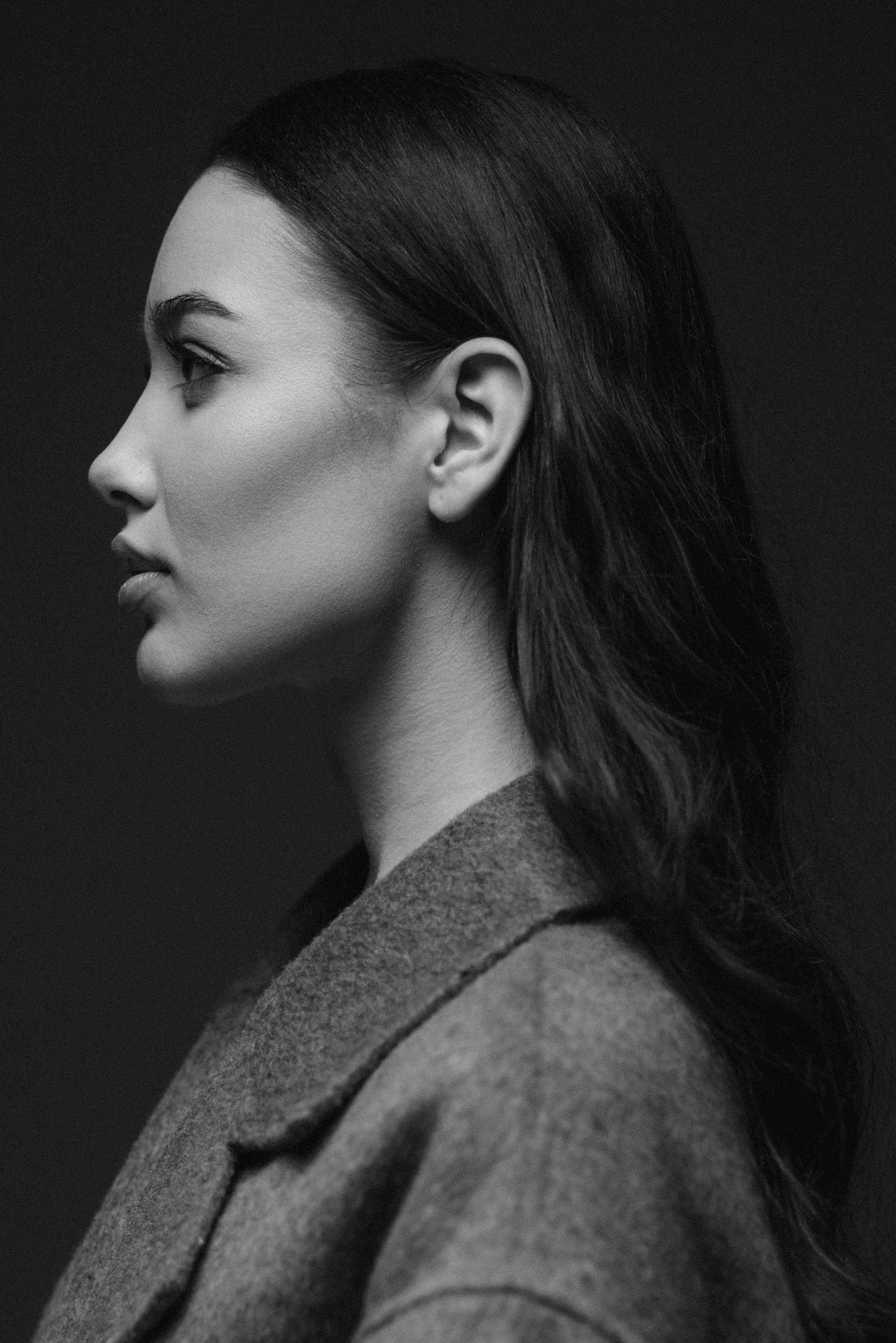 Black and White Profile Portrait of a Woman · Free Stock Photo