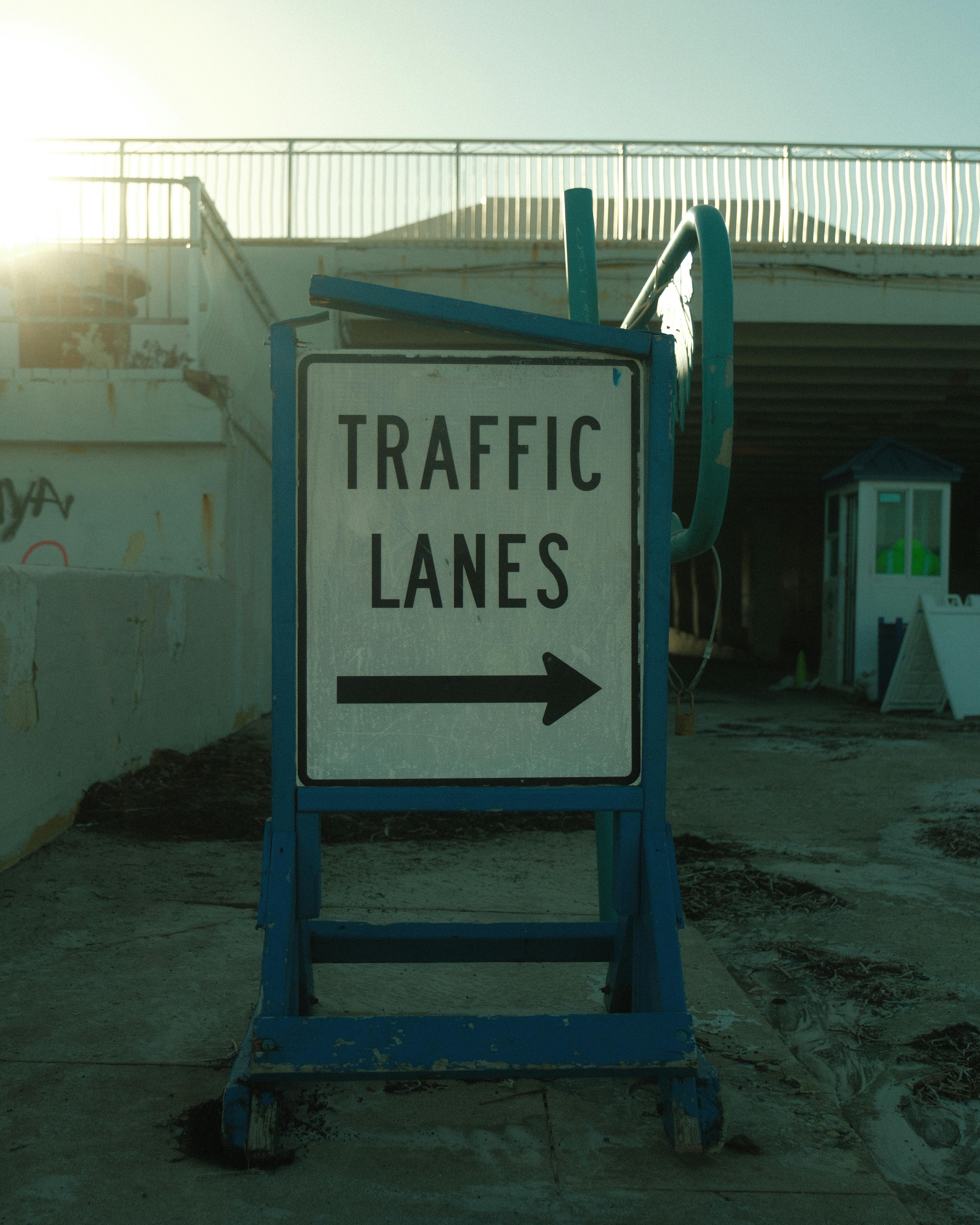 Traffic Lane Sign in Urban Underpass · Free Stock Photo