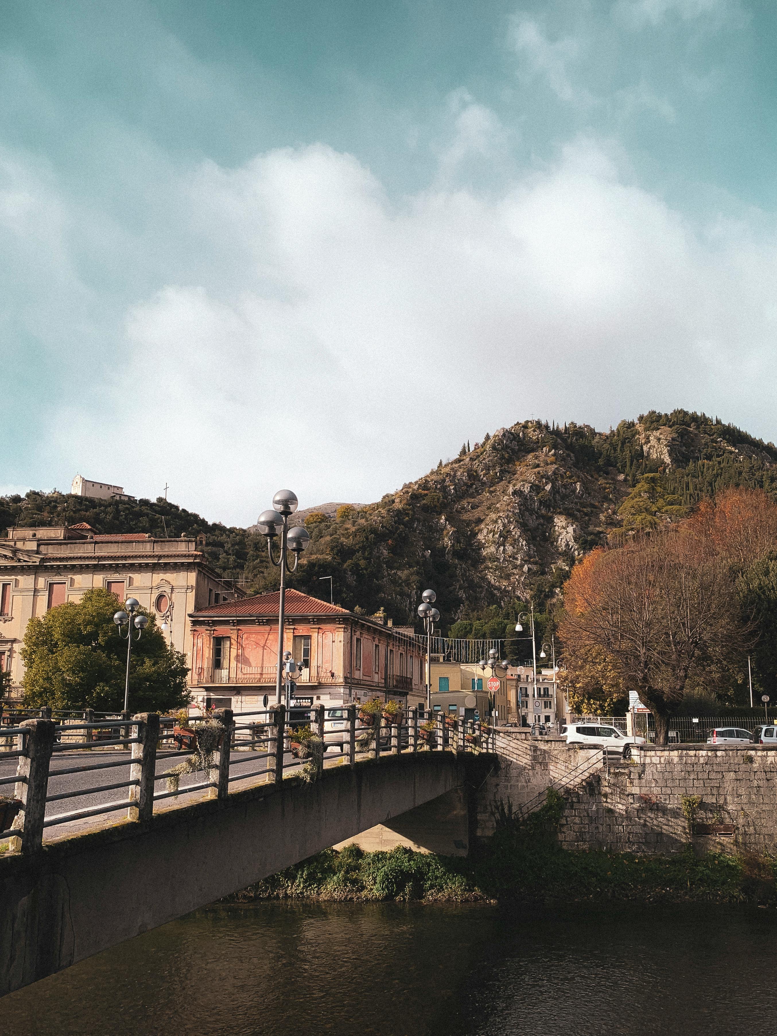 Charming Bridge in Sora, Italy with Mountain View · Free Stock Photo