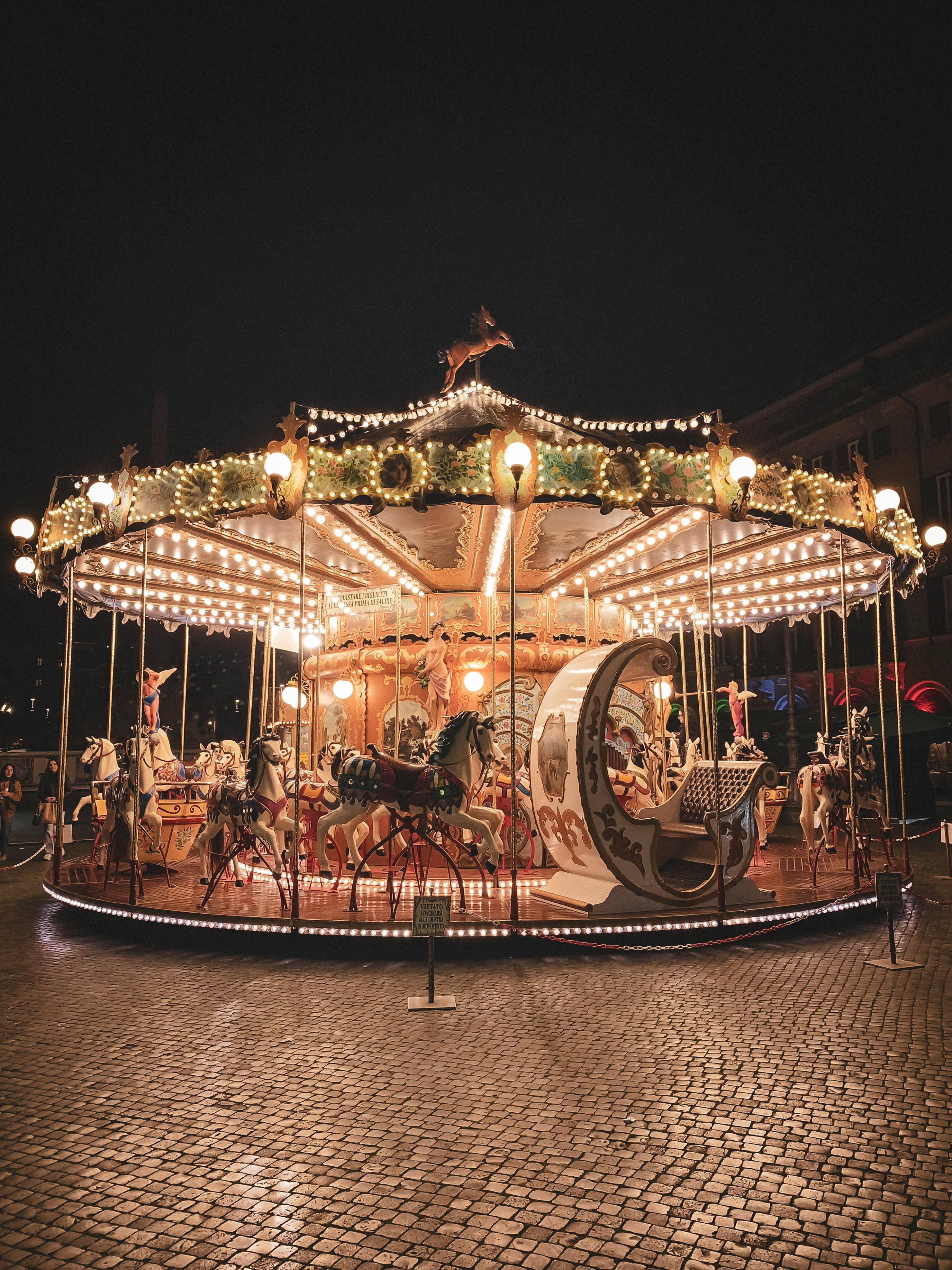 Enchanting Night Carousel in Rome, Italy · Free Stock Photo