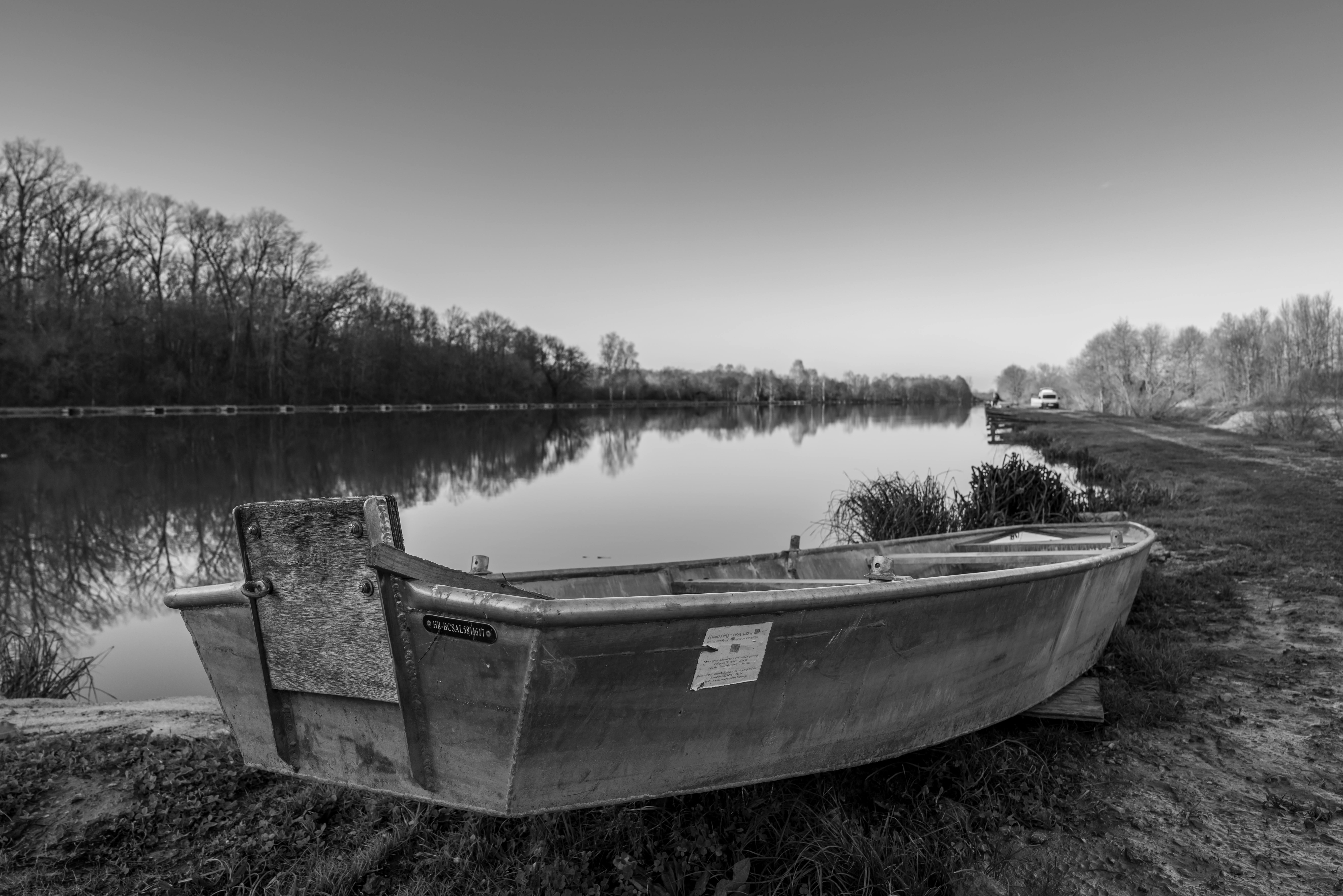 Serene Black and White River Scene in Croatia · Free Stock Photo