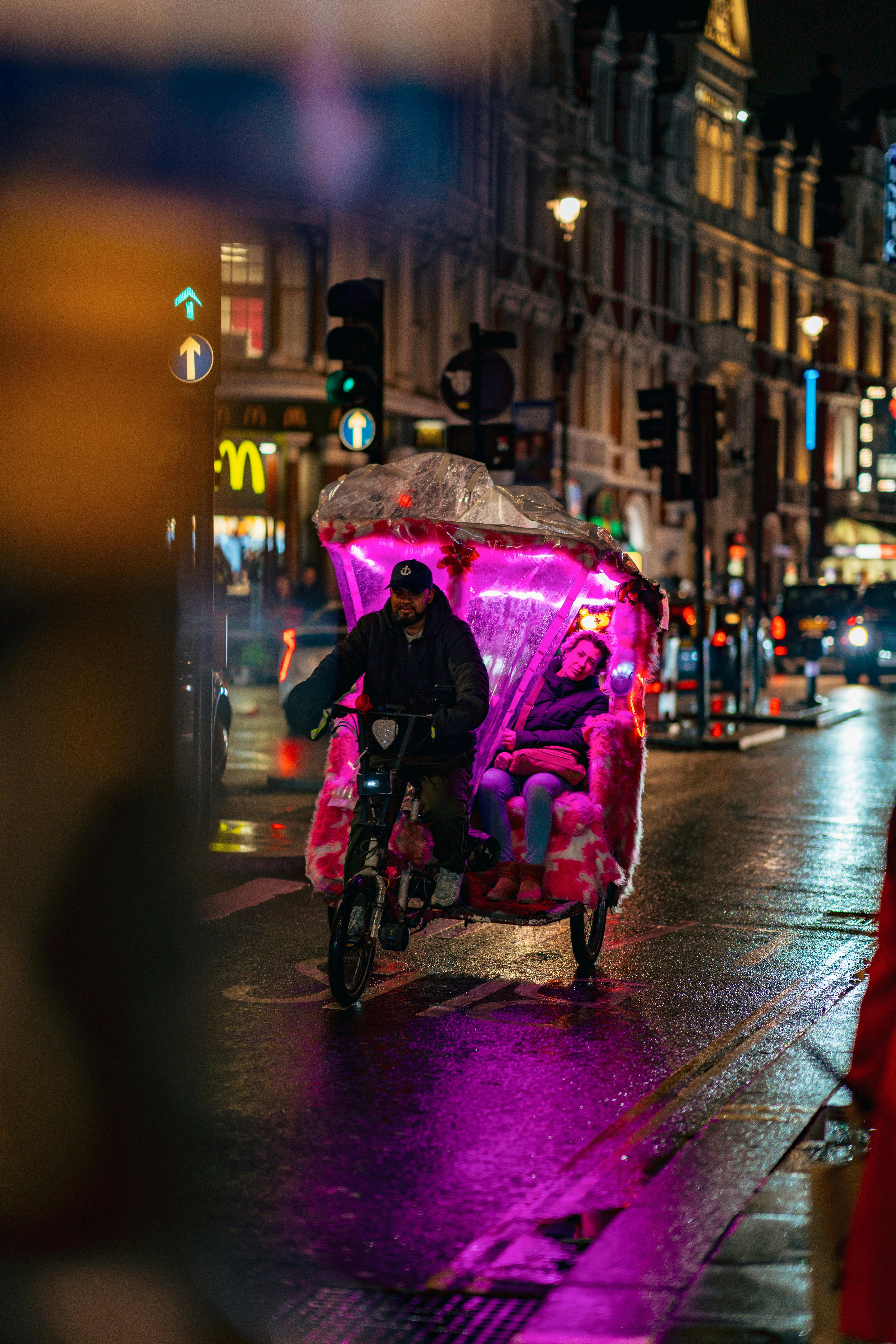 Vibrant Night Rickshaw Ride in London · Free Stock Photo