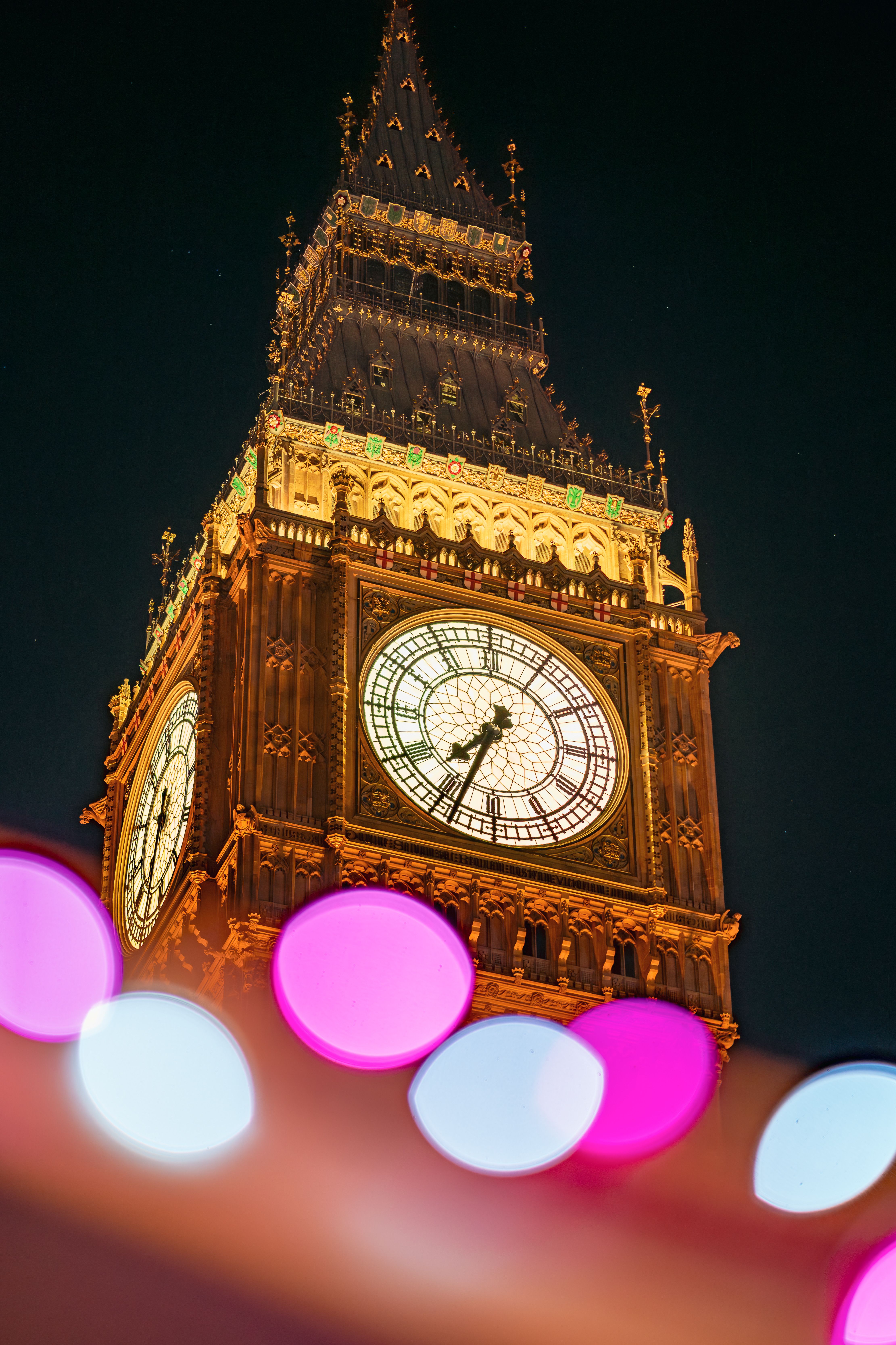 Big Ben Illuminated at Night with Colorful Lights · Free Stock Photo