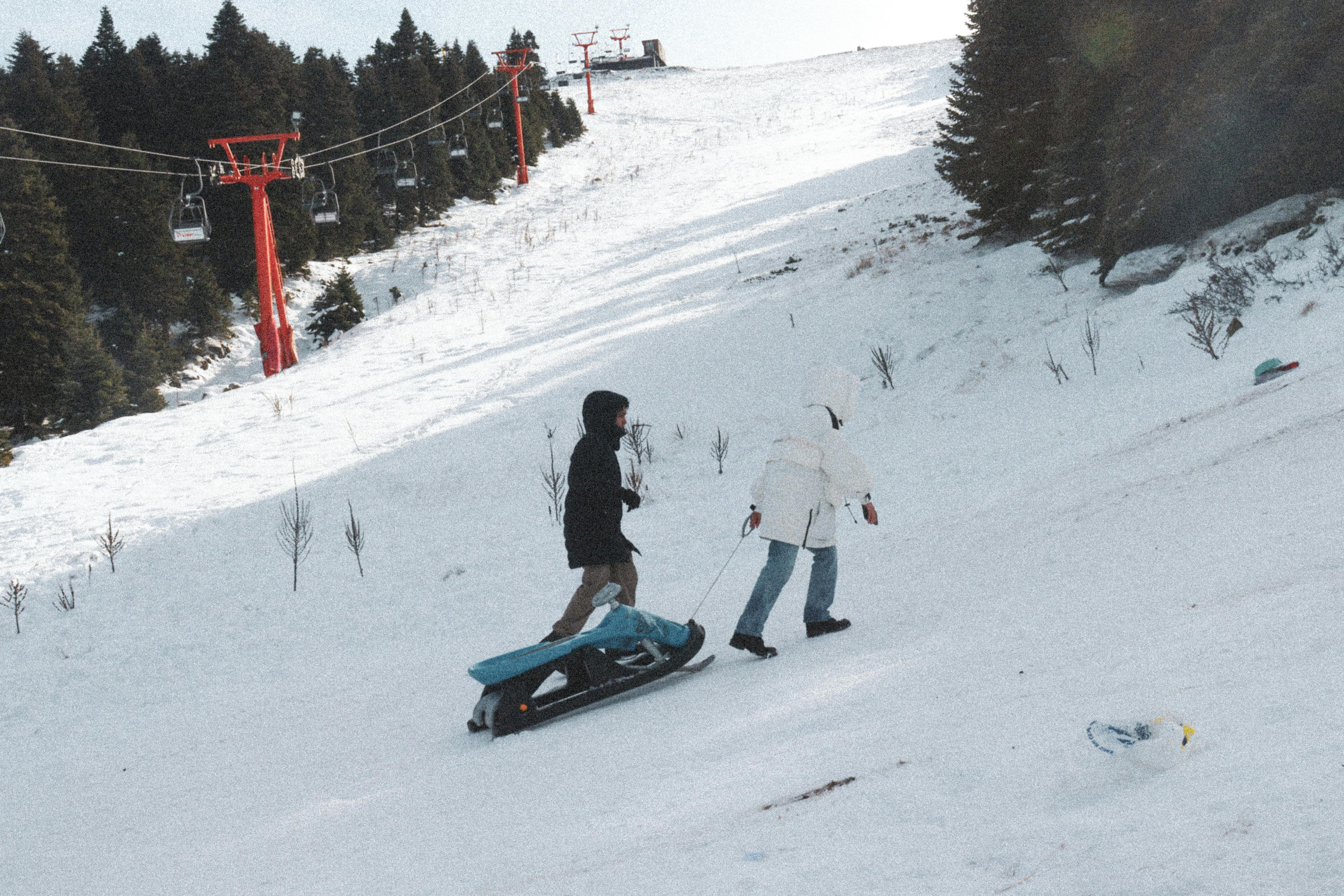 Winter Sledding Adventure on Snowy Slope · Free Stock Photo