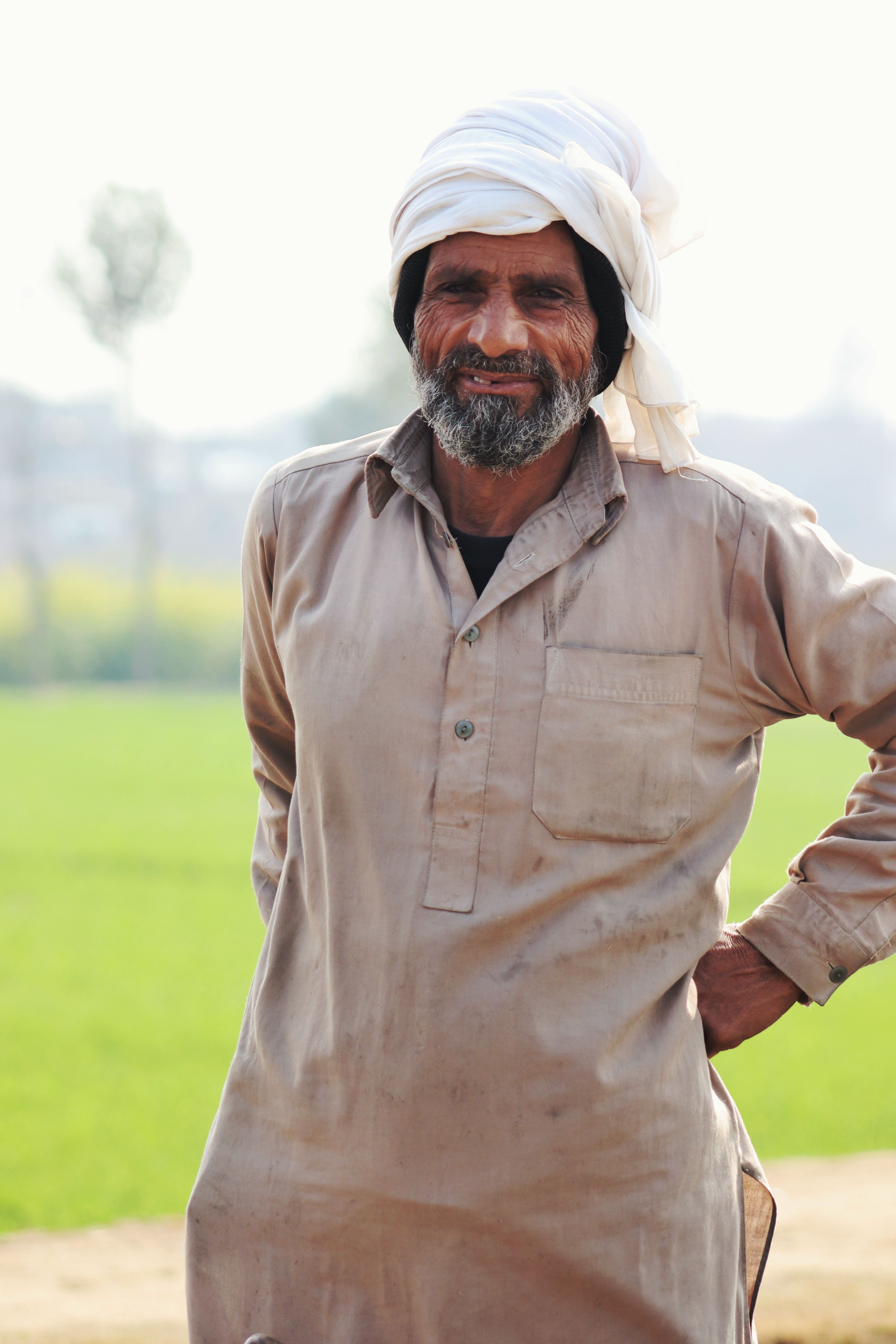 Portrait of a Smiling Farmer in Lahore Fields · Free Stock Photo