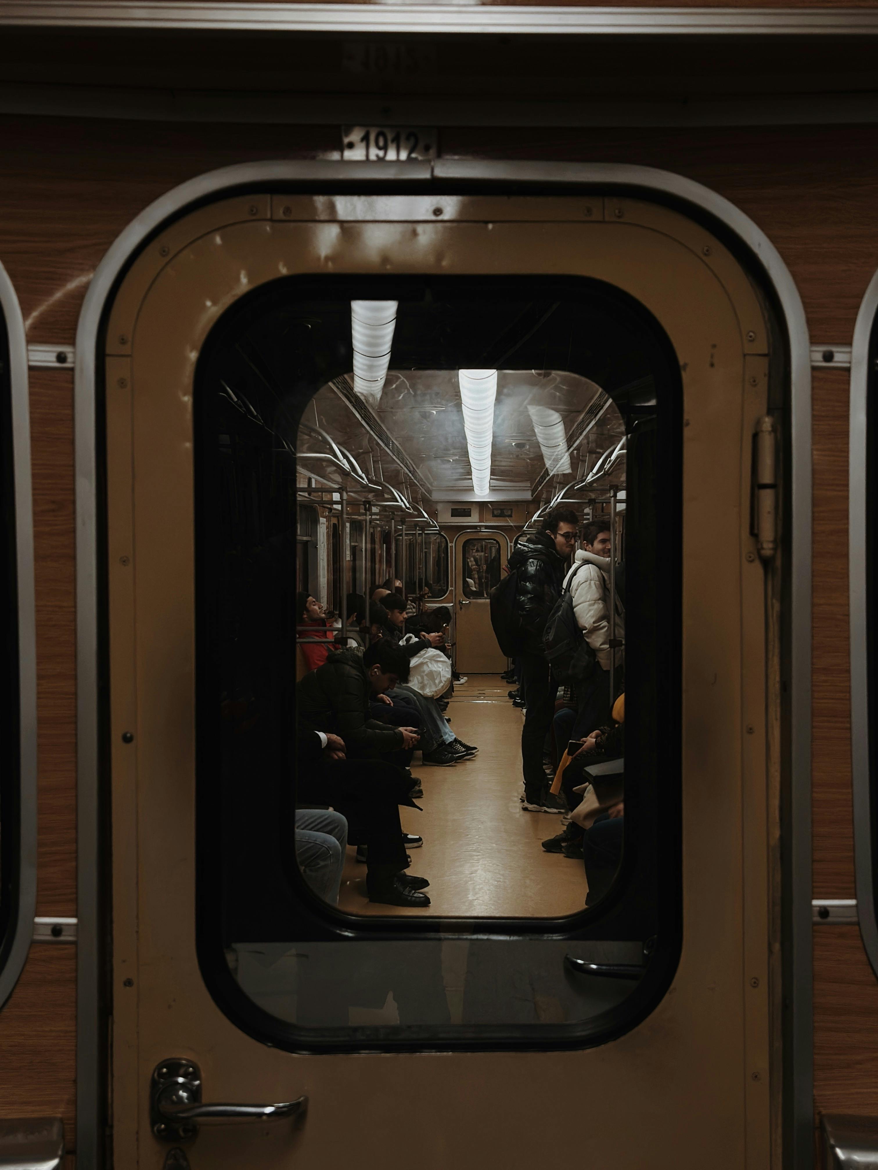 Inside View of a Vintage Subway Train Car · Free Stock Photo
