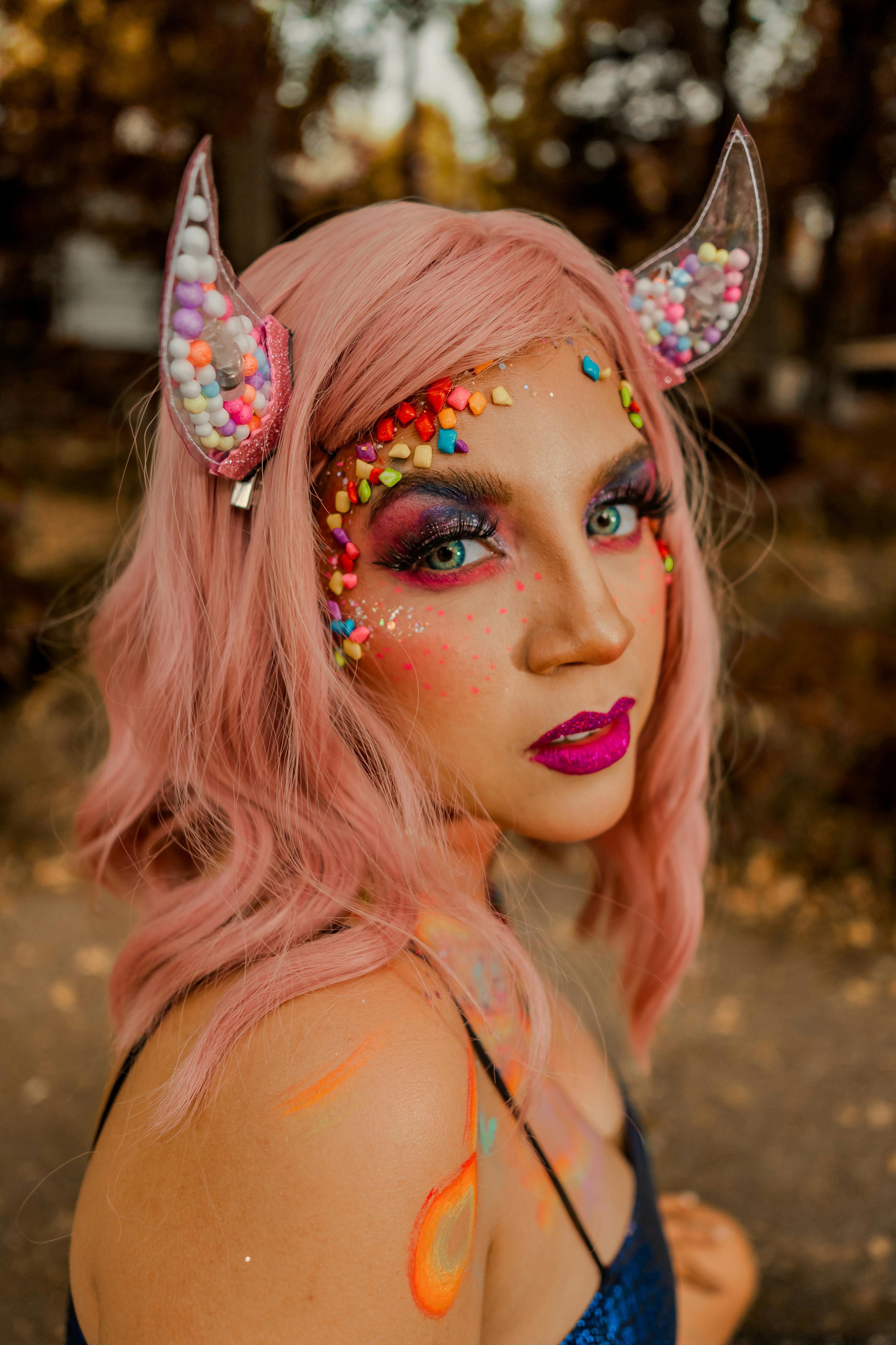 Vibrant Surreal Portrait with Fantasy Makeup · Free Stock Photo