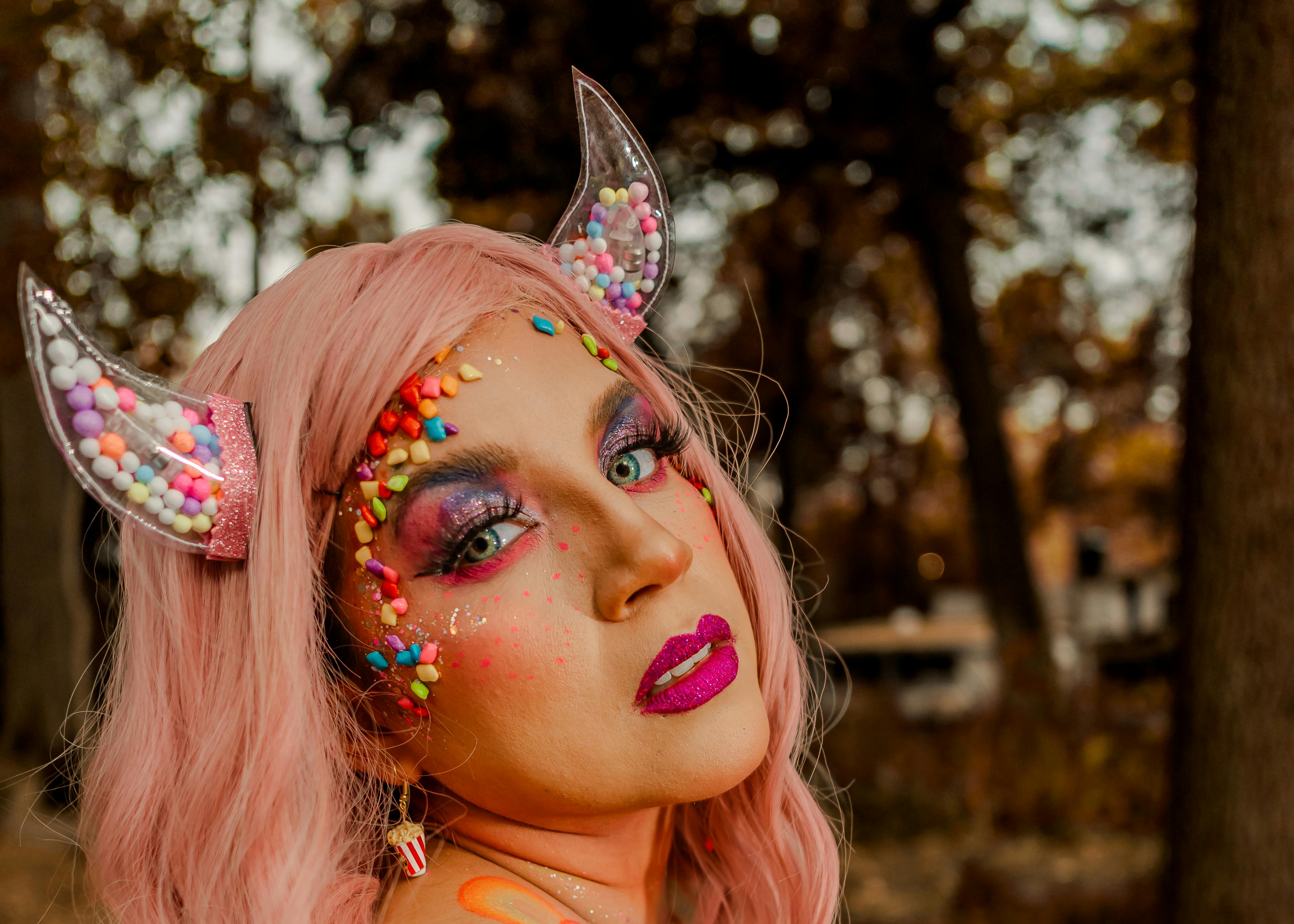 Surreal Portrait with Fantasy Makeup Outdoors · Free Stock Photo