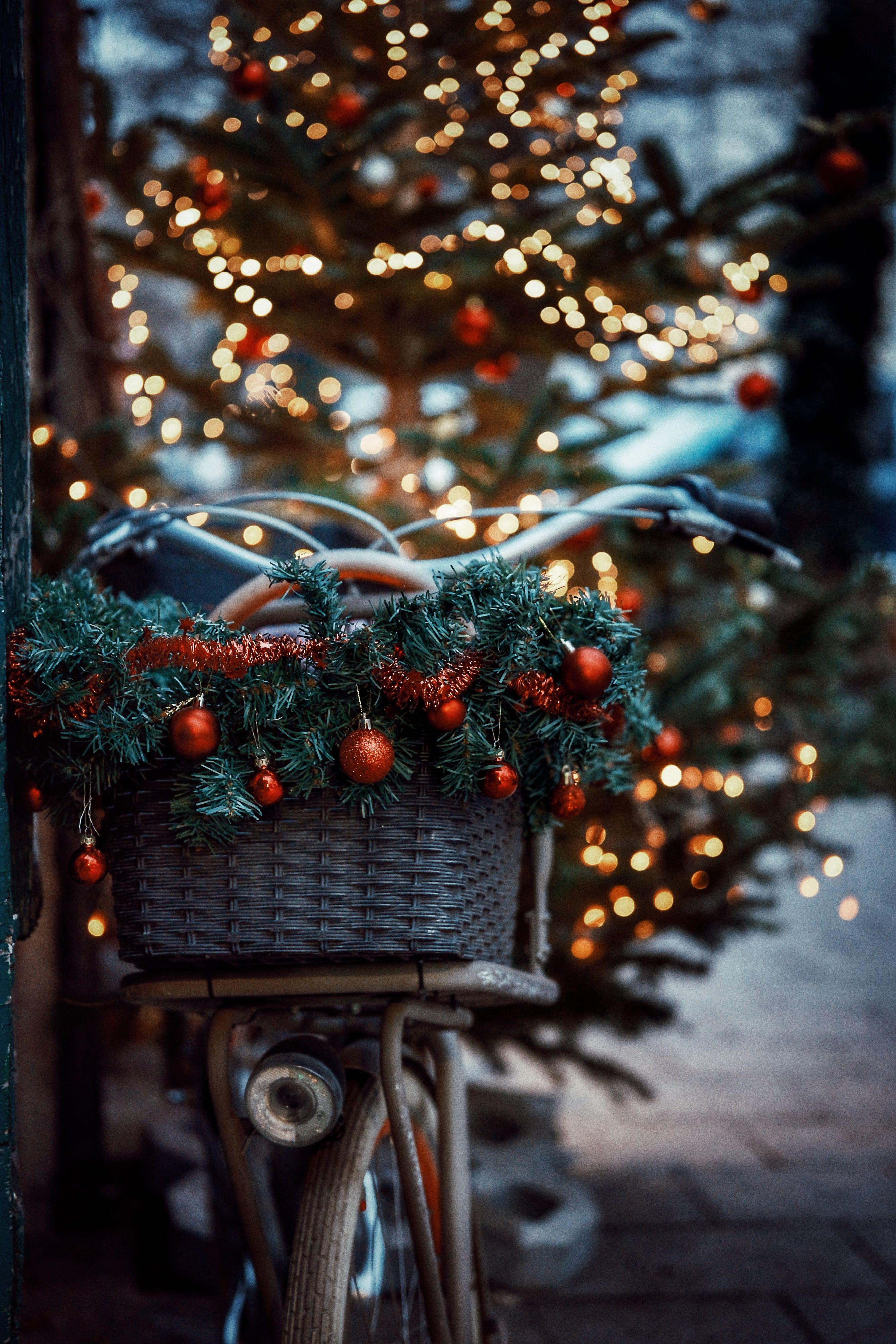 Festive Bicycle with Christmas Decorations Outdoors · Free Stock Photo