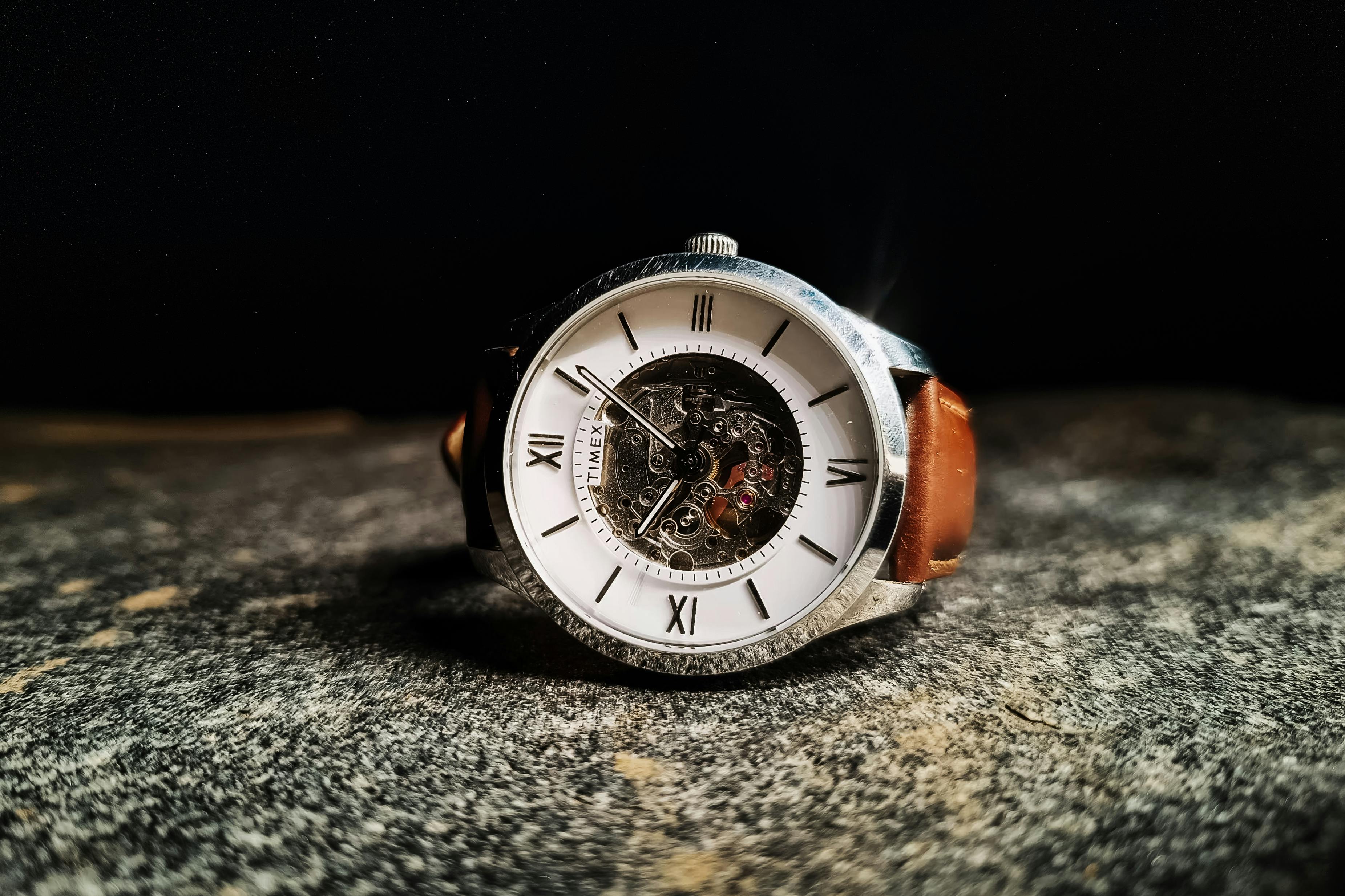 Elegant Mechanical Watch with Roman Numerals · Free Stock Photo