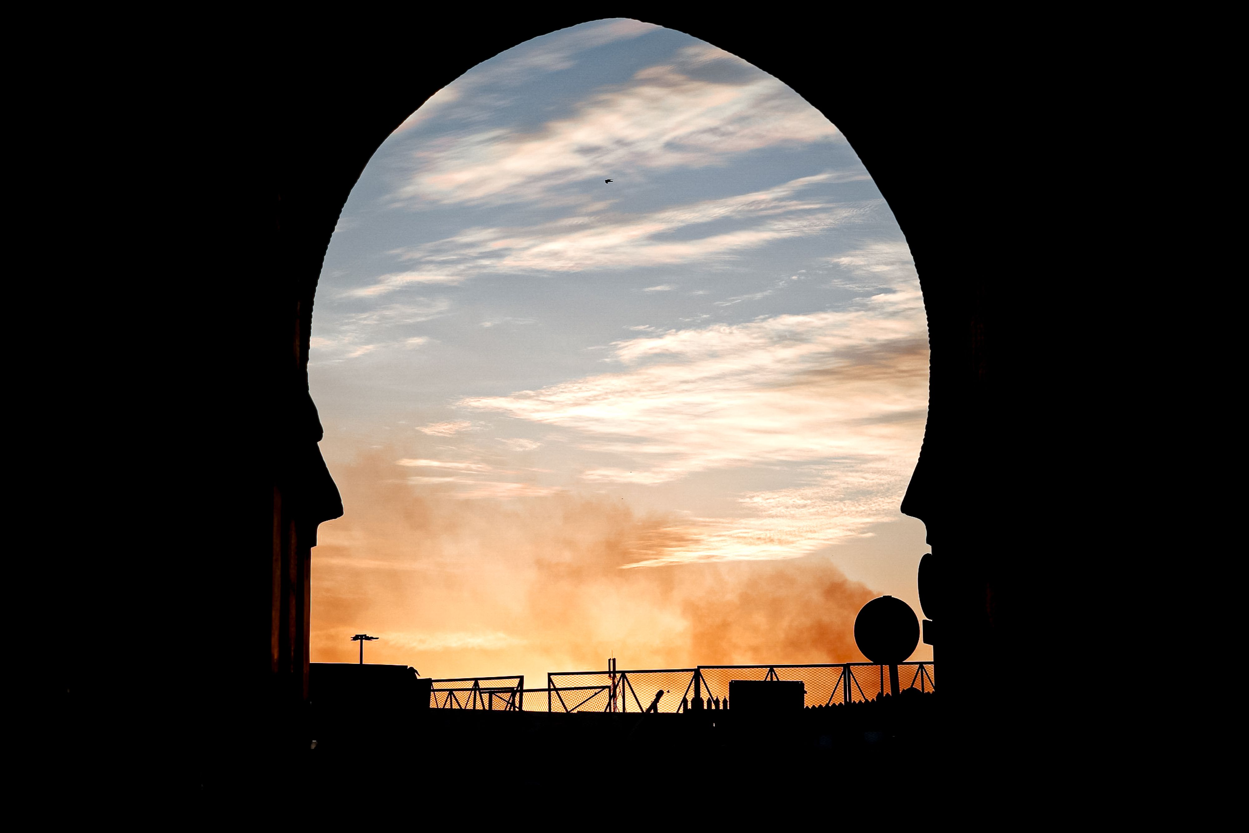 Silhouette of Moroccan Archway at Sunset · Free Stock Photo