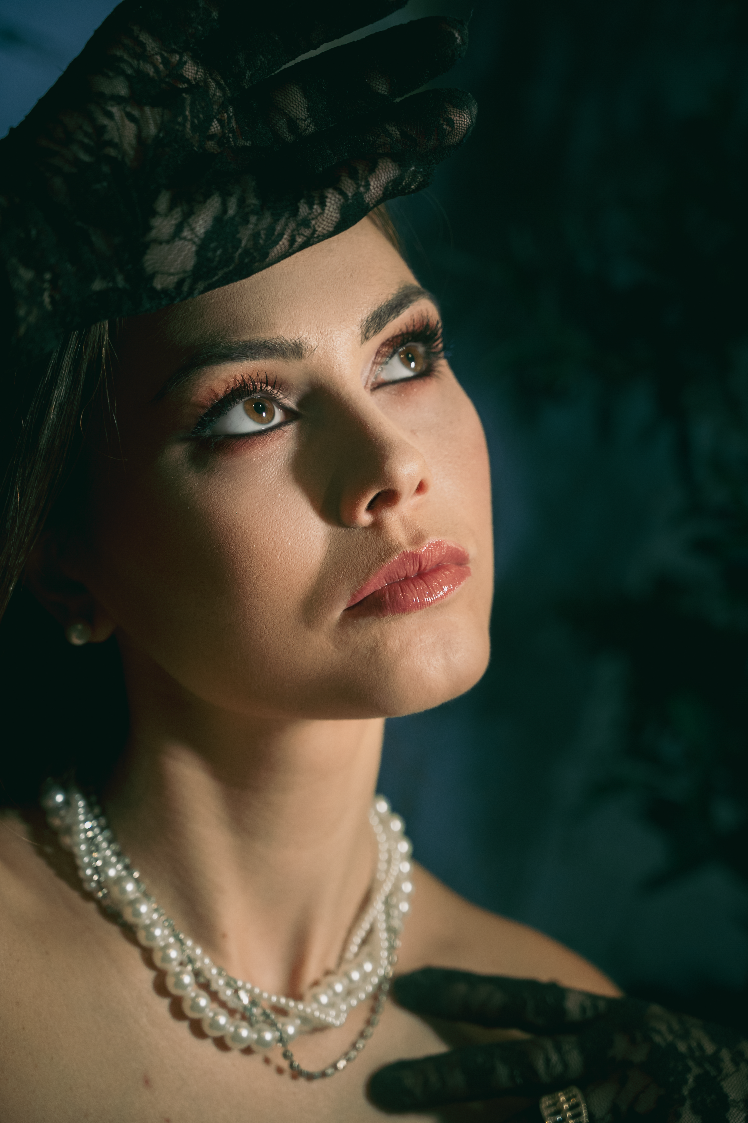 Elegant Woman in Vintage Pearl Necklace Portrait · Free Stock Photo