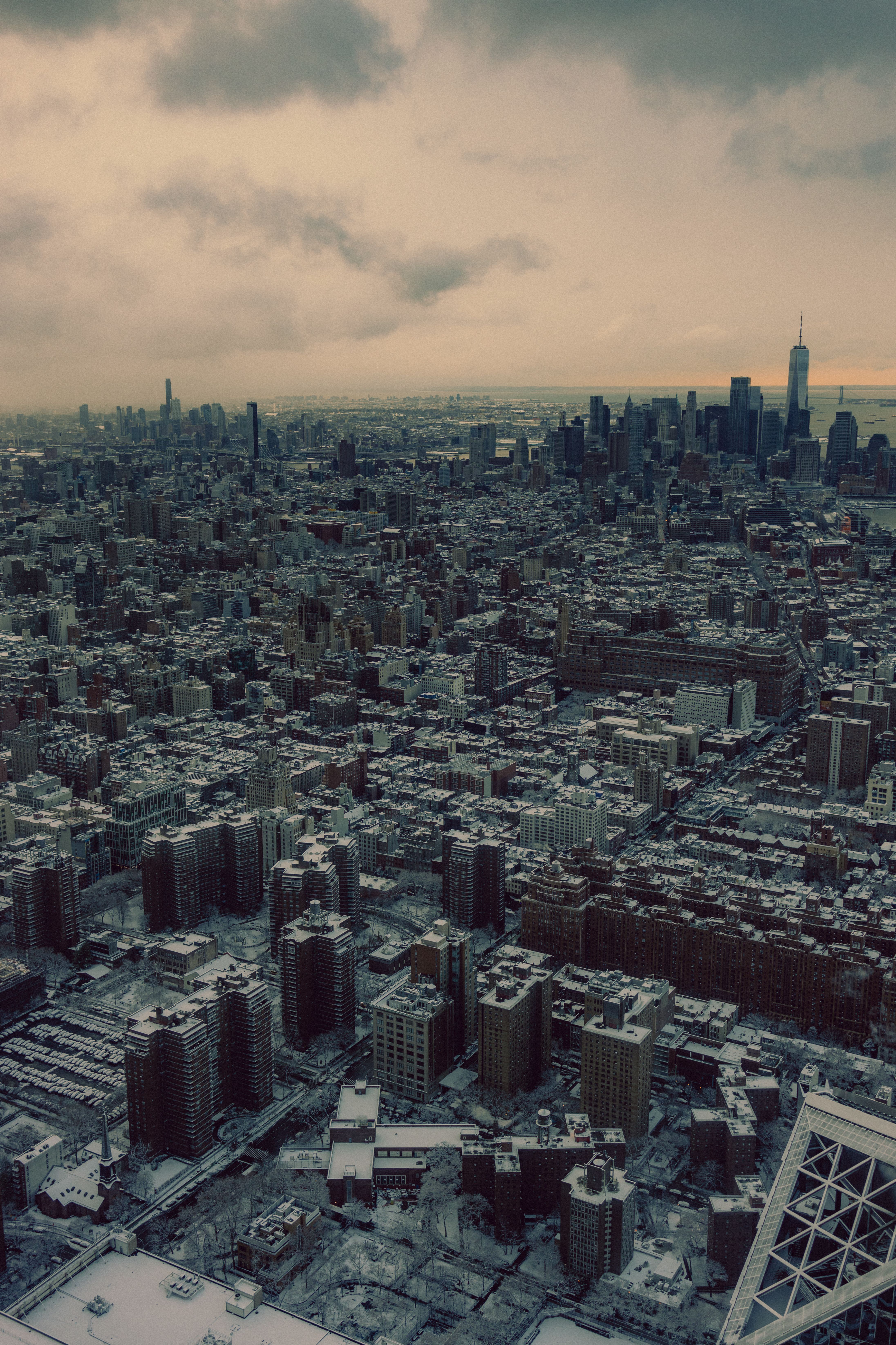 Snow-Covered Urban Skyline in Winter · Free Stock Photo