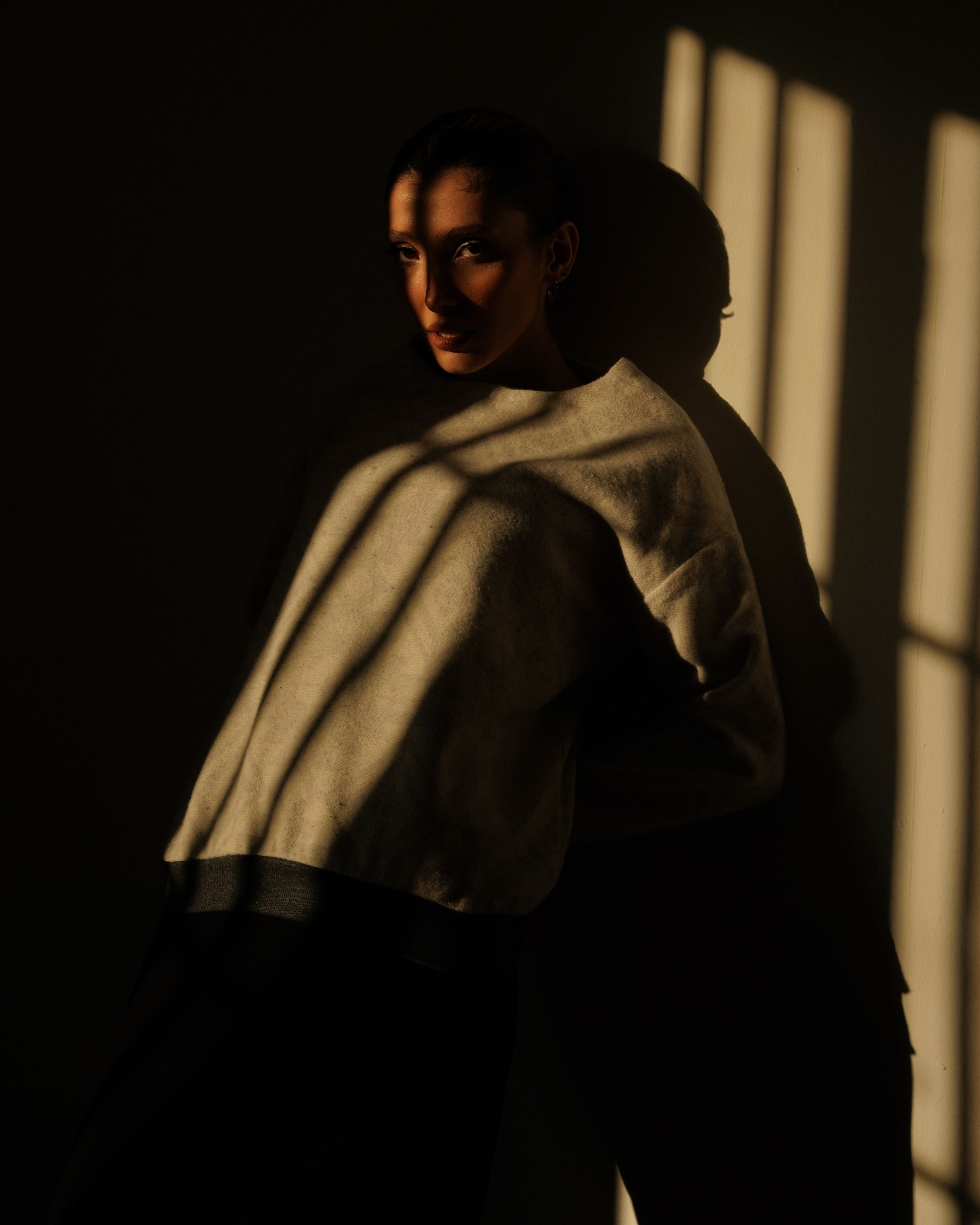 Artistic Shadow Play Portrait in Warm Light · Free Stock Photo