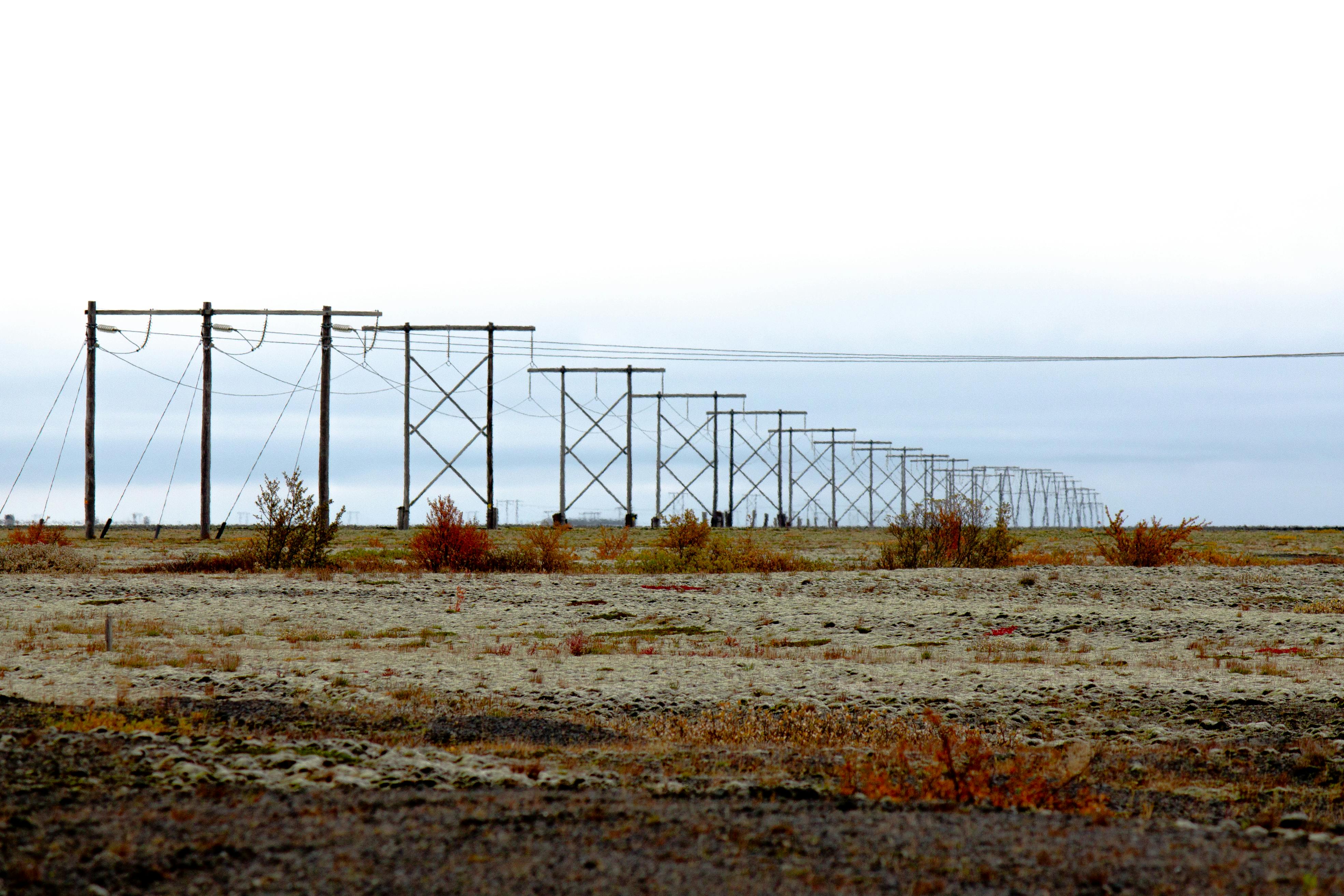 Electric Poles in the Icelandic Landscape · Free Stock Photo