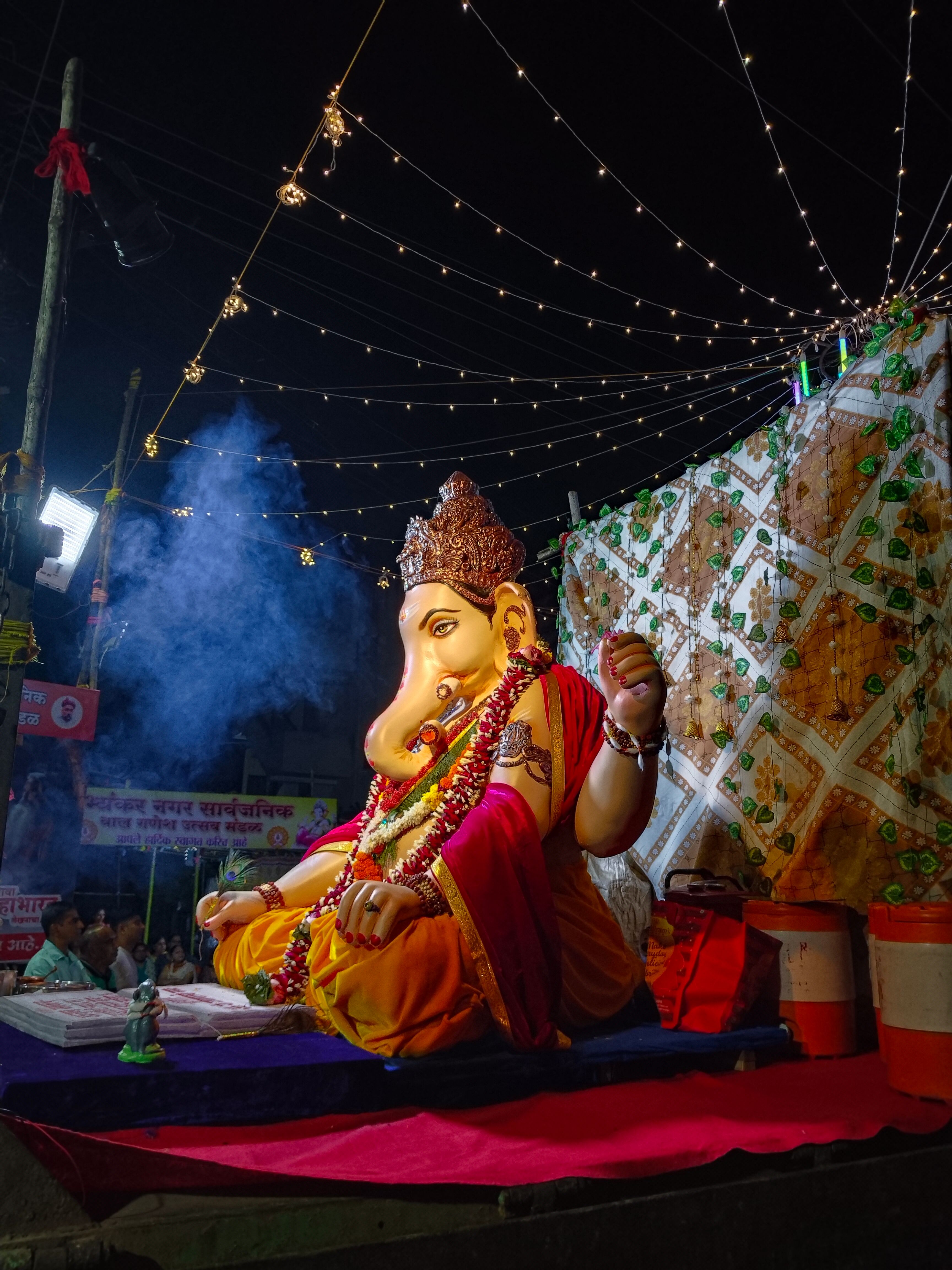 Vibrant Ganesh Chaturthi Night Celebration · Free Stock Photo