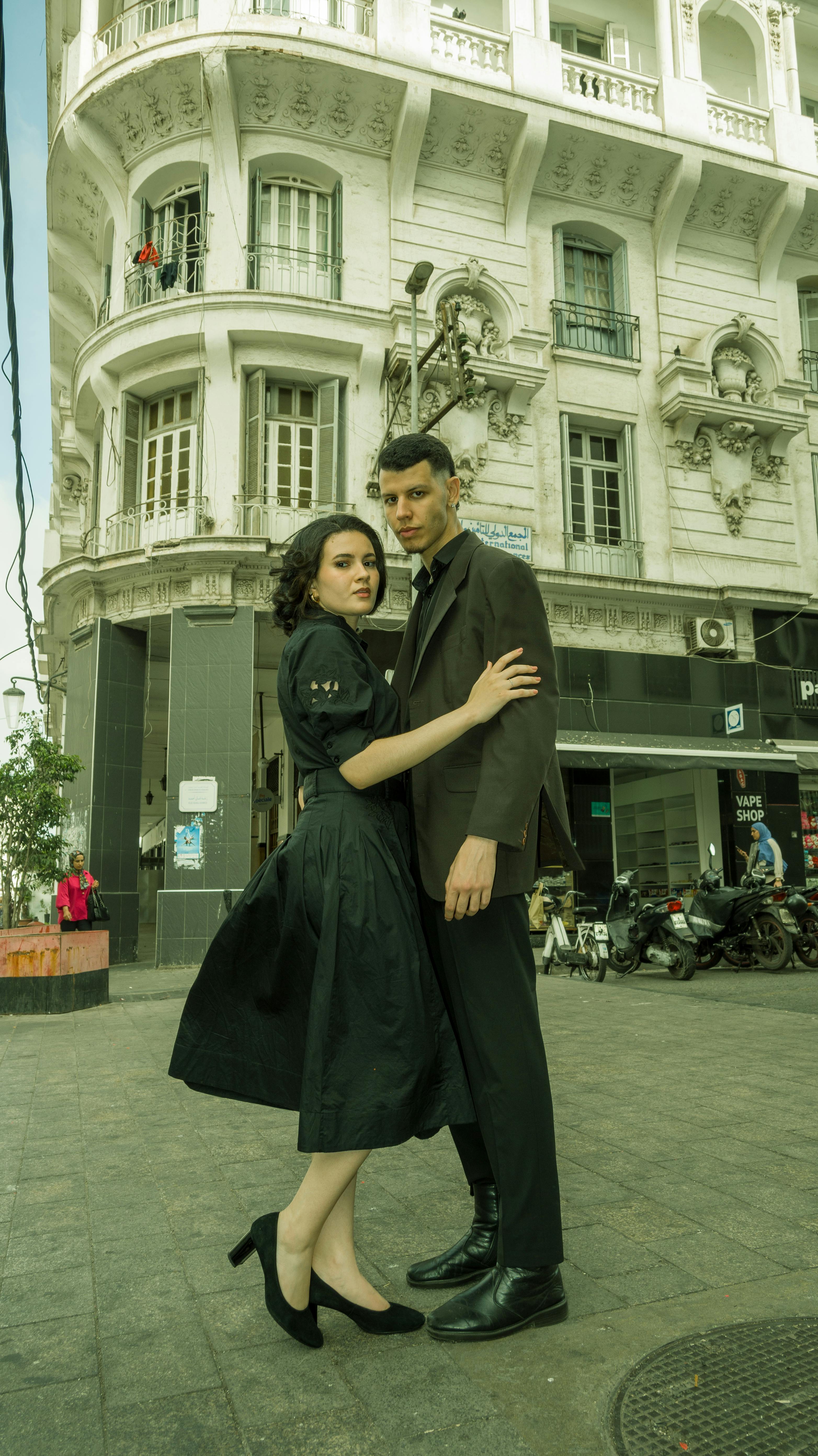 Retro Style Couple in Urban Casablanca Setting · Free Stock Photo