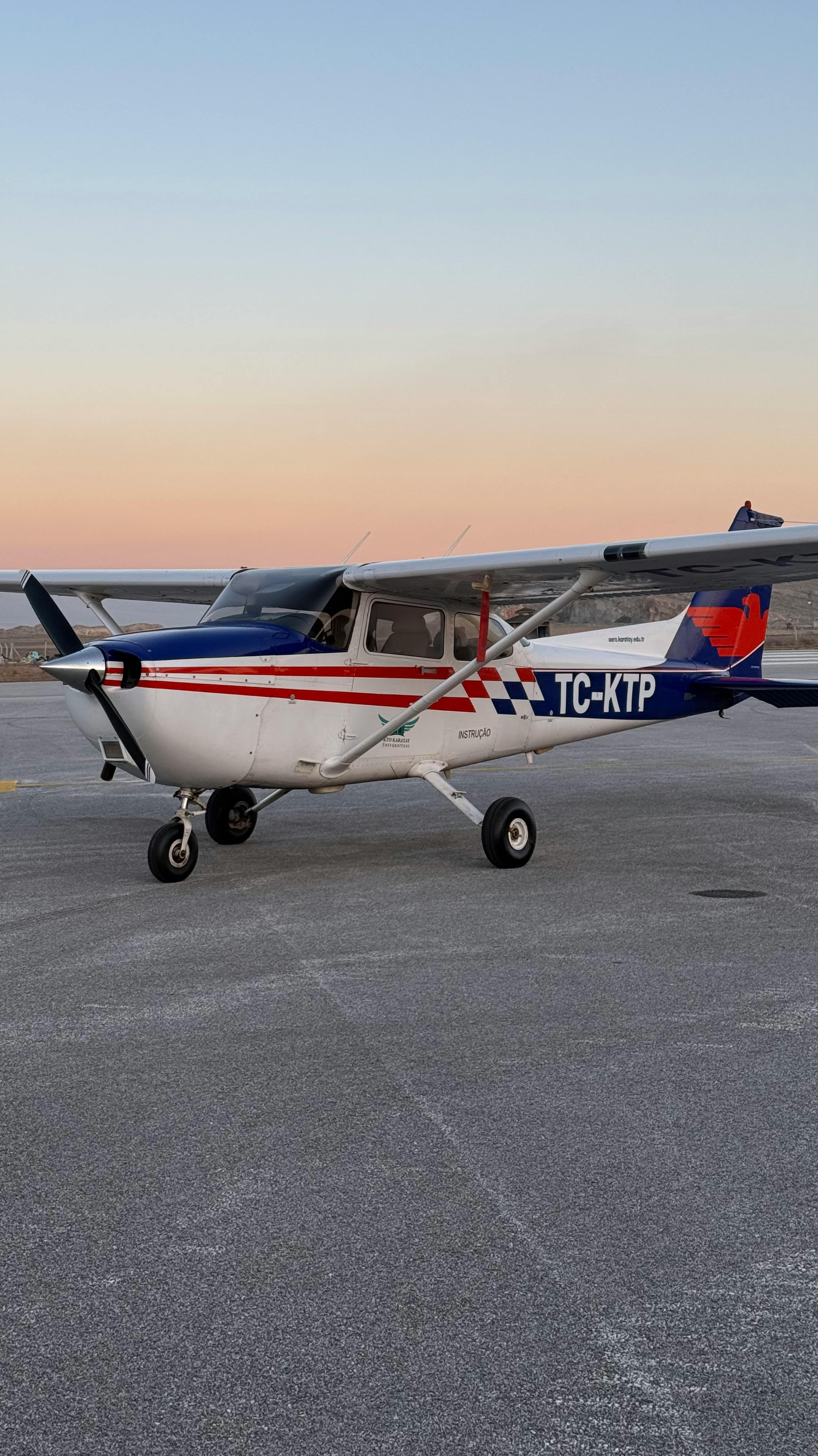 Cessna Classic Airplane at Sunset on Runway · Free Stock Photo