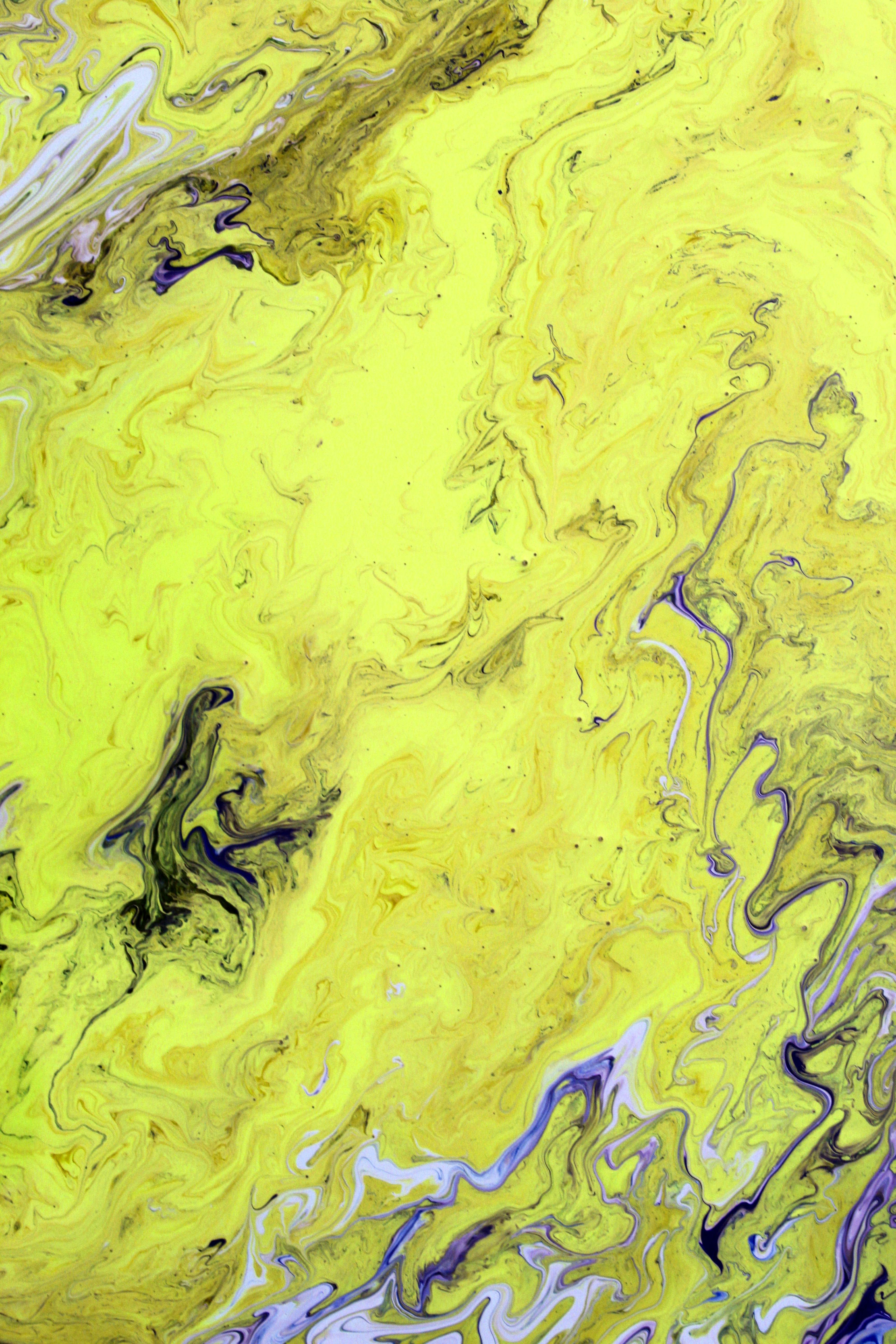 Vibrant Abstract Yellow Paint Swirls Art · Free Stock Photo