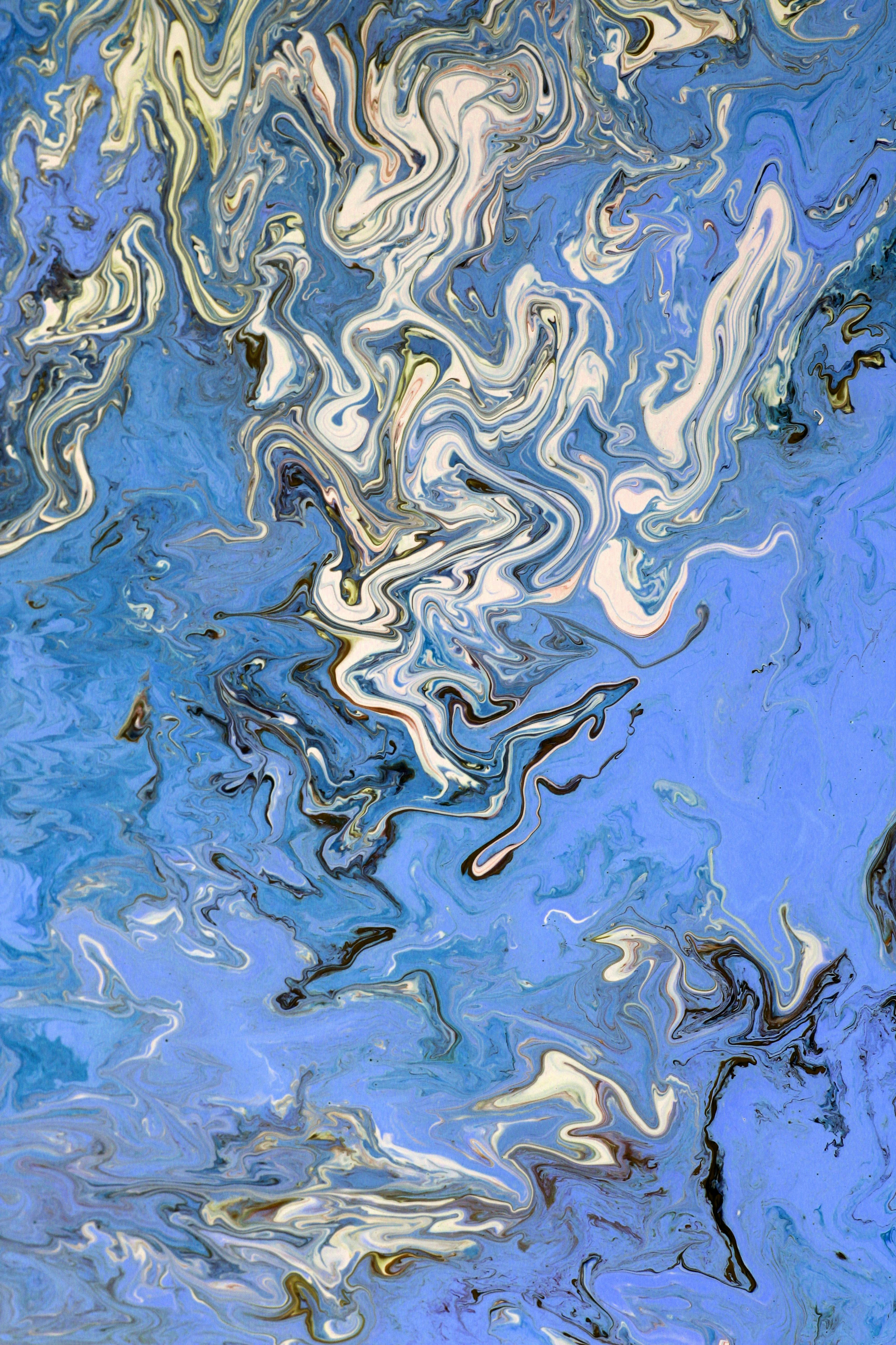 Arte Abstracto De Pintura Fluida En Azul Y Blanco · Foto de stock gratuita