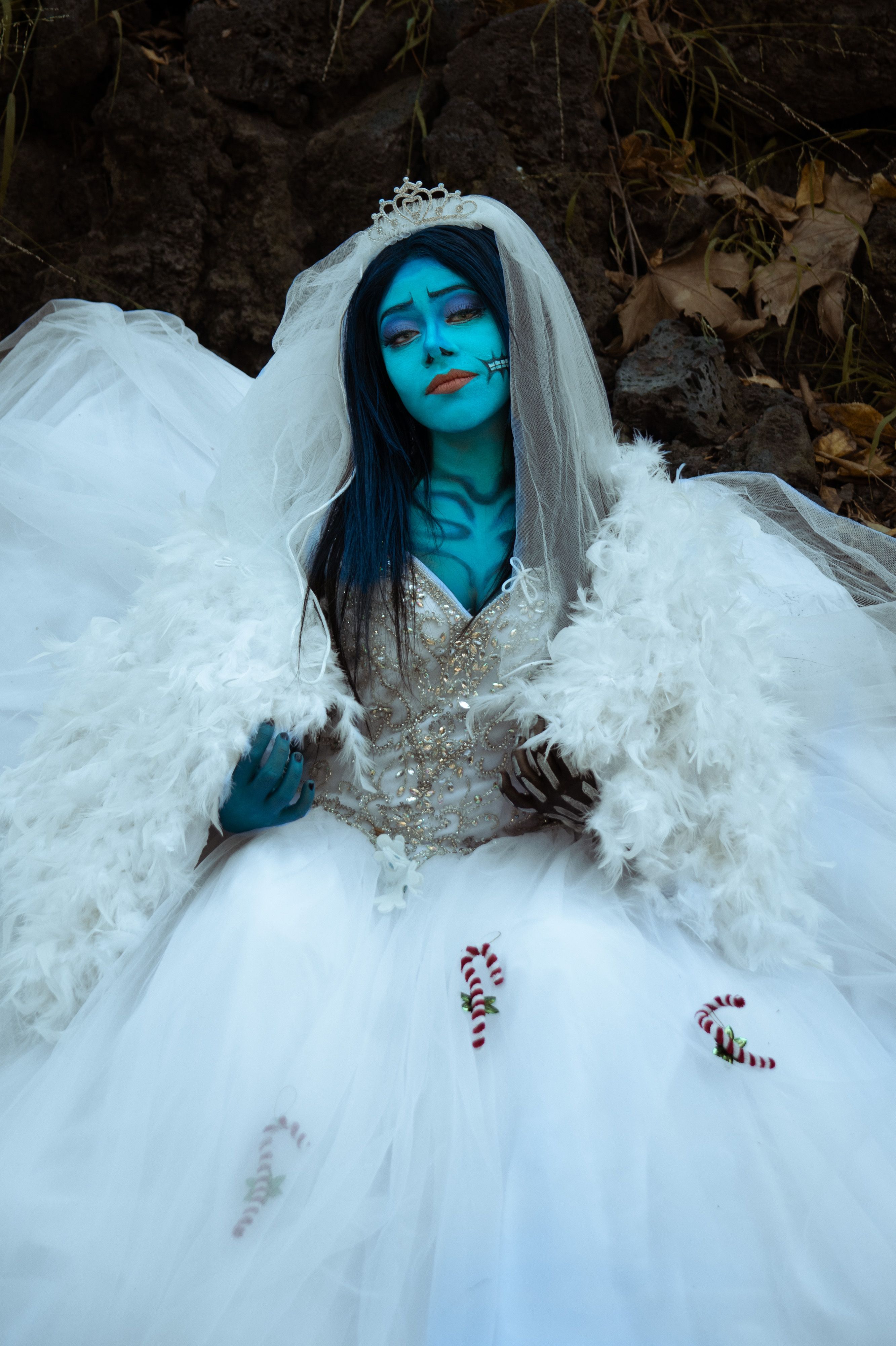 Blue-skinned Cosplayer in Bridal Costume · Free Stock Photo
