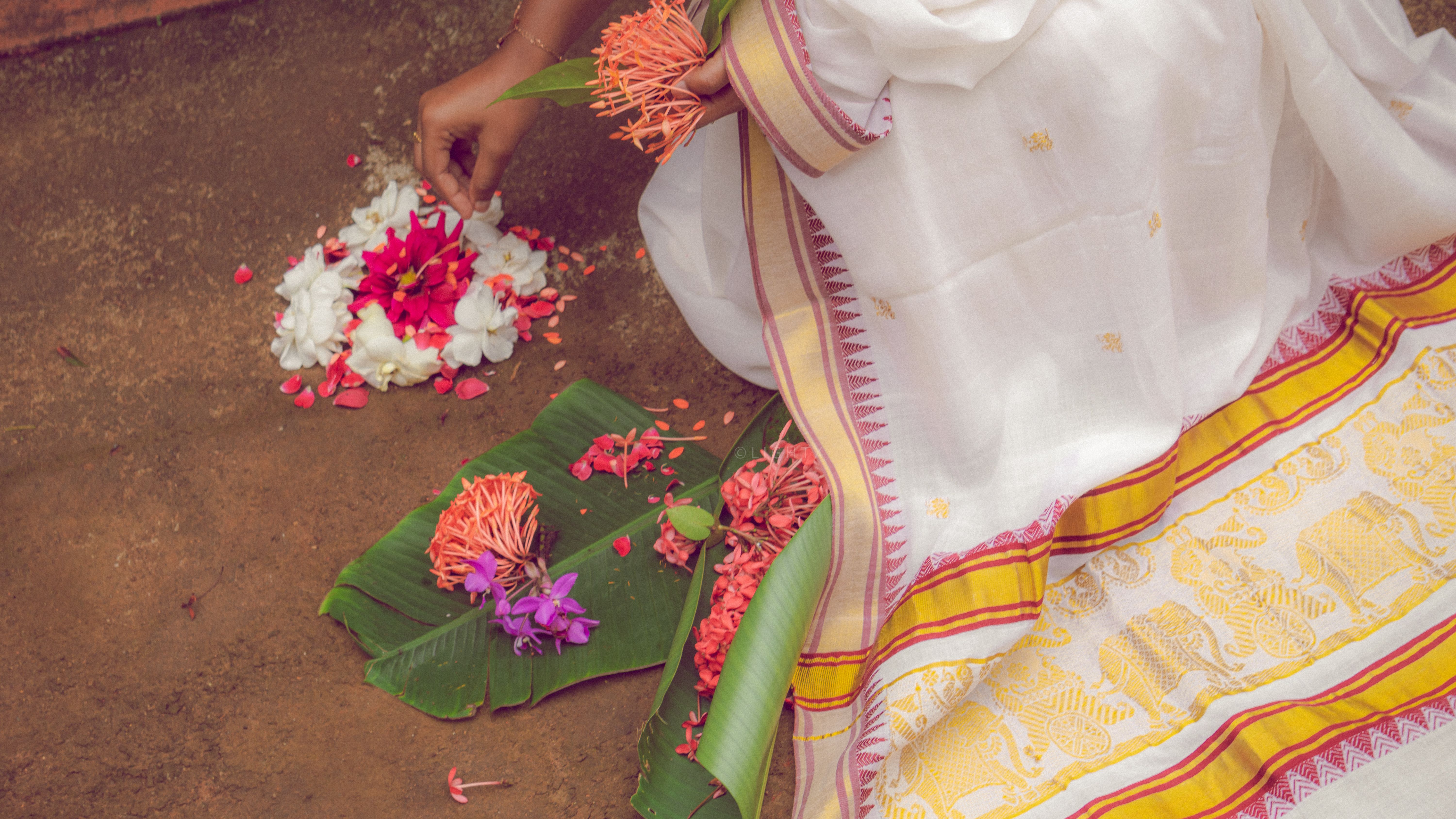 Traditional Indian Ritual with Flowers · Free Stock Photo