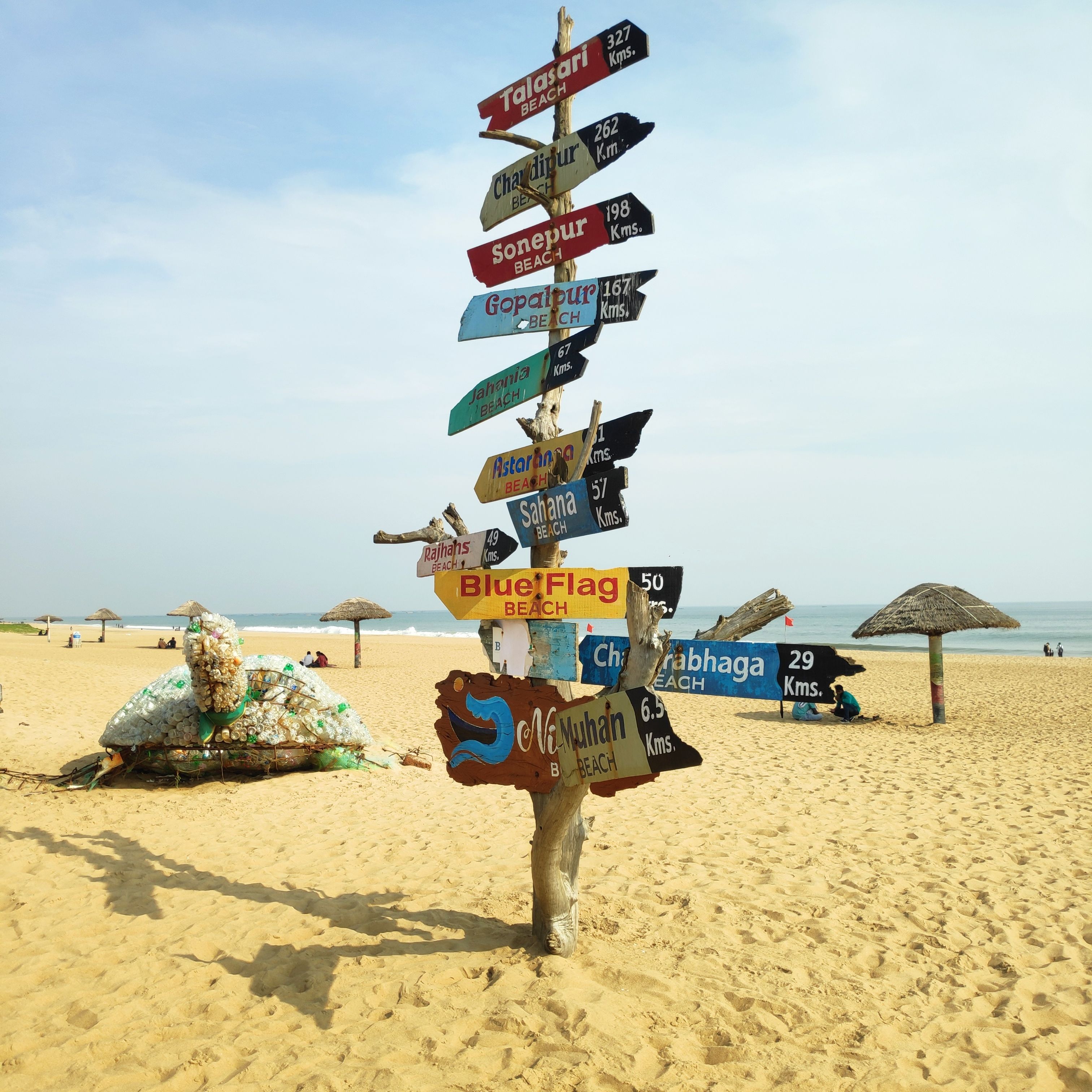 Scenic Beach Signpost with Directions and Distances · Free Stock Photo
