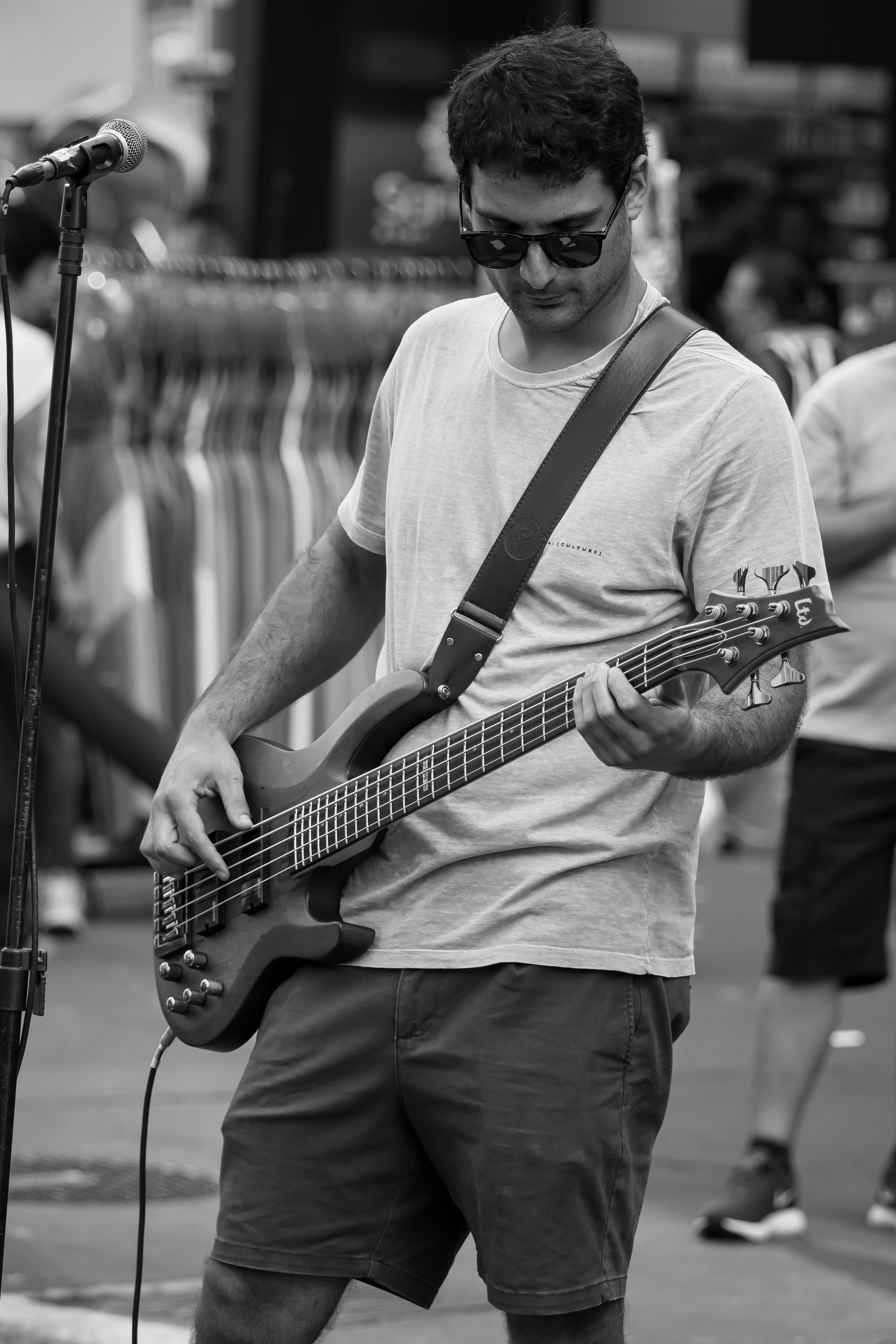 Street Musician Playing Bass Guitar · Free Stock Photo