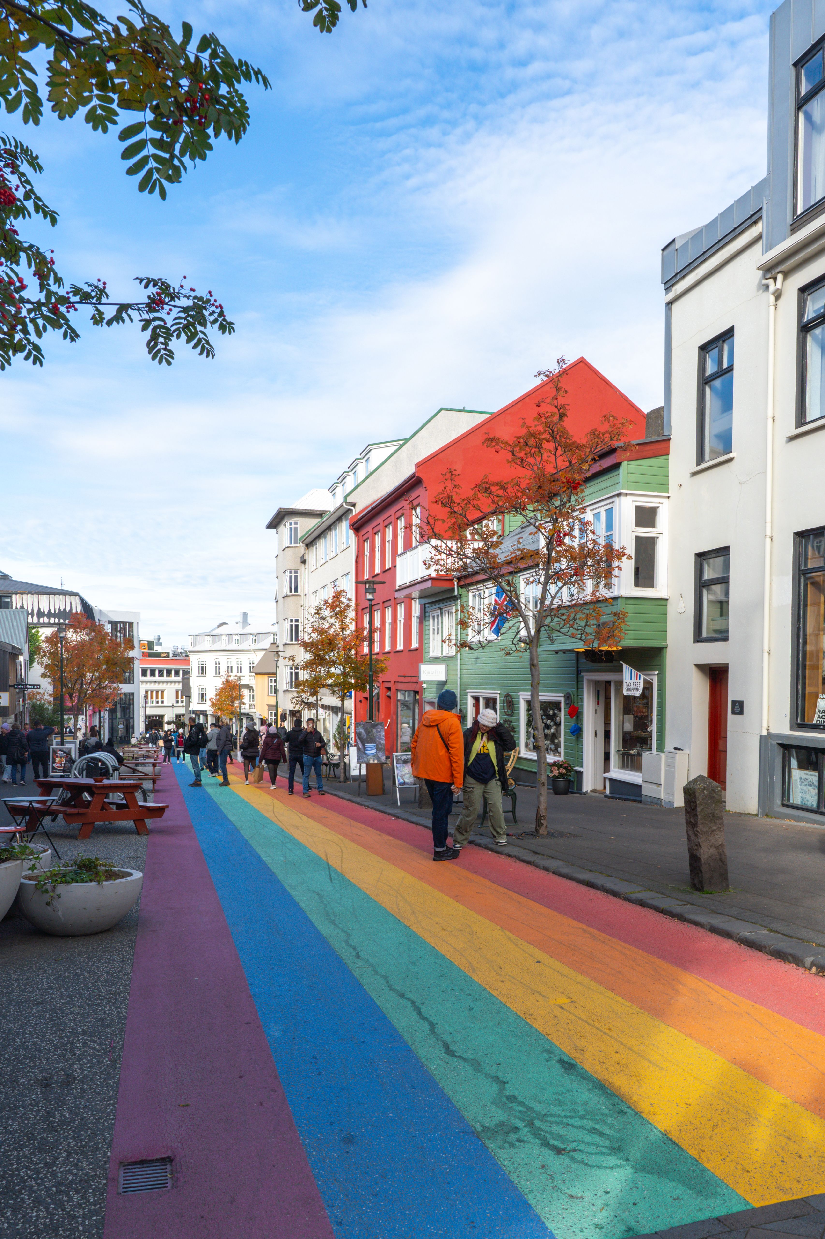 Colorful Street with Rainbow Pathway in Reykjavik · Free Stock Photo