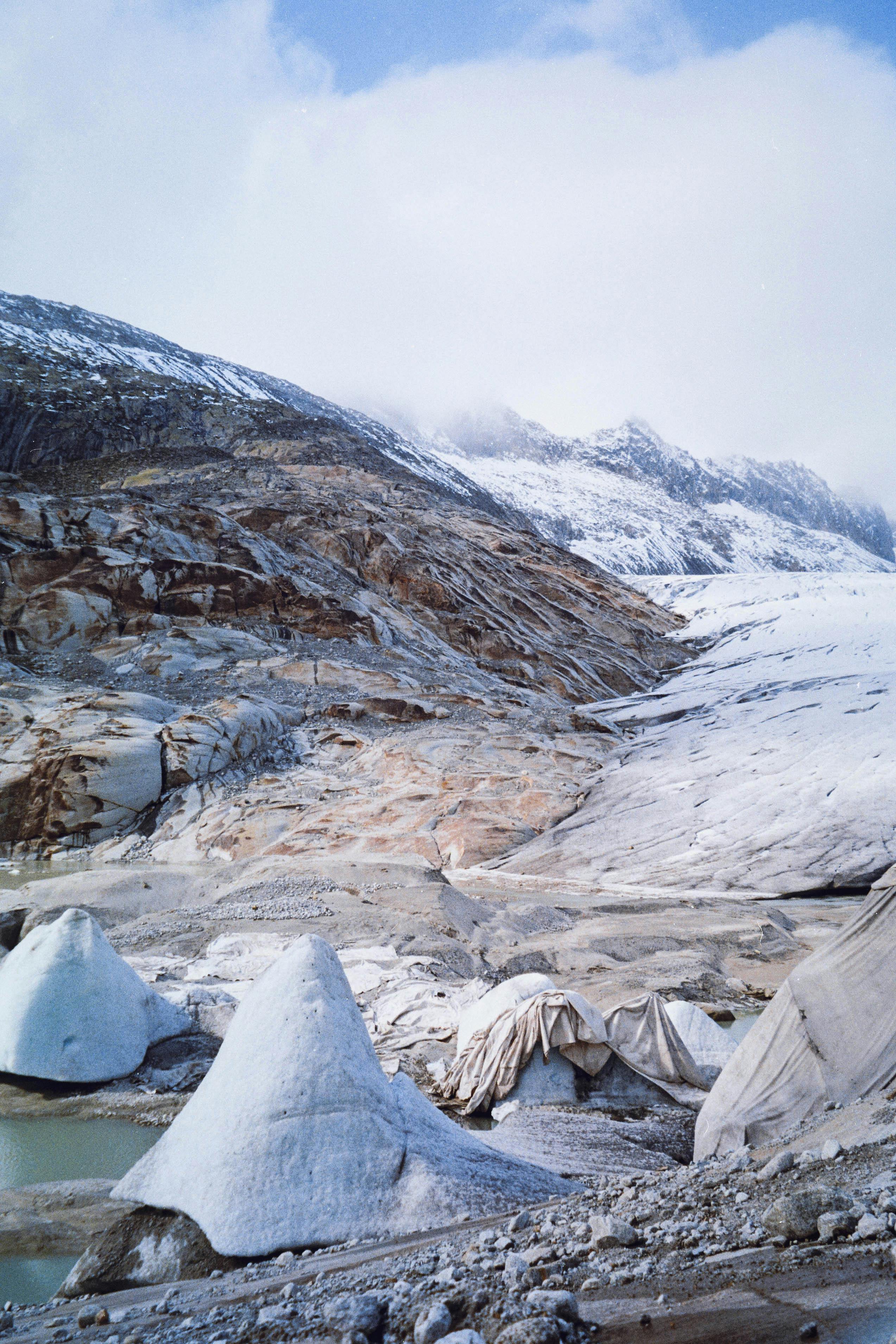 Snowy Alpine Landscape with Glacial Formations · Free Stock Photo