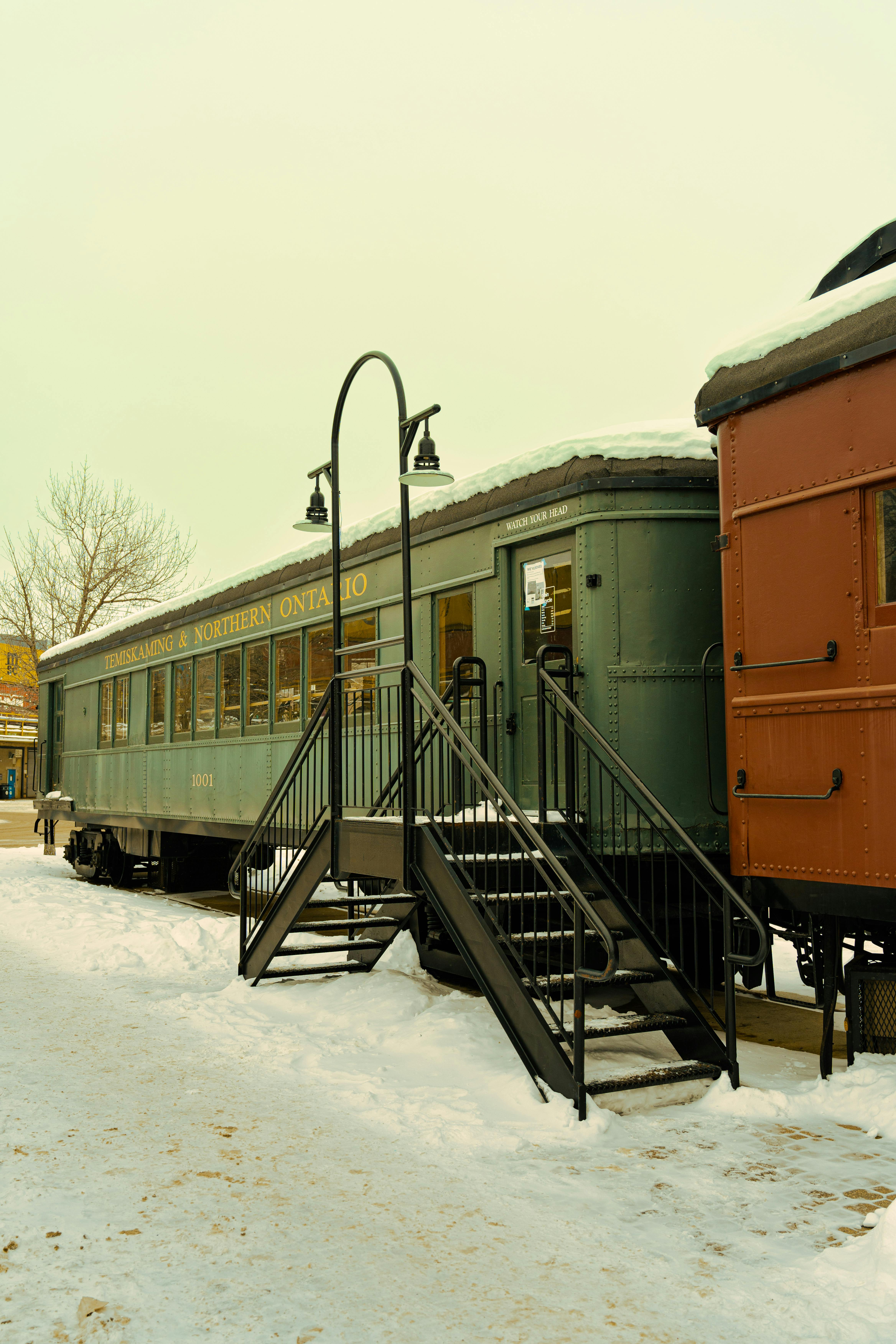 Historic Train Car in Snowy Winnipeg Setting · Free Stock Photo
