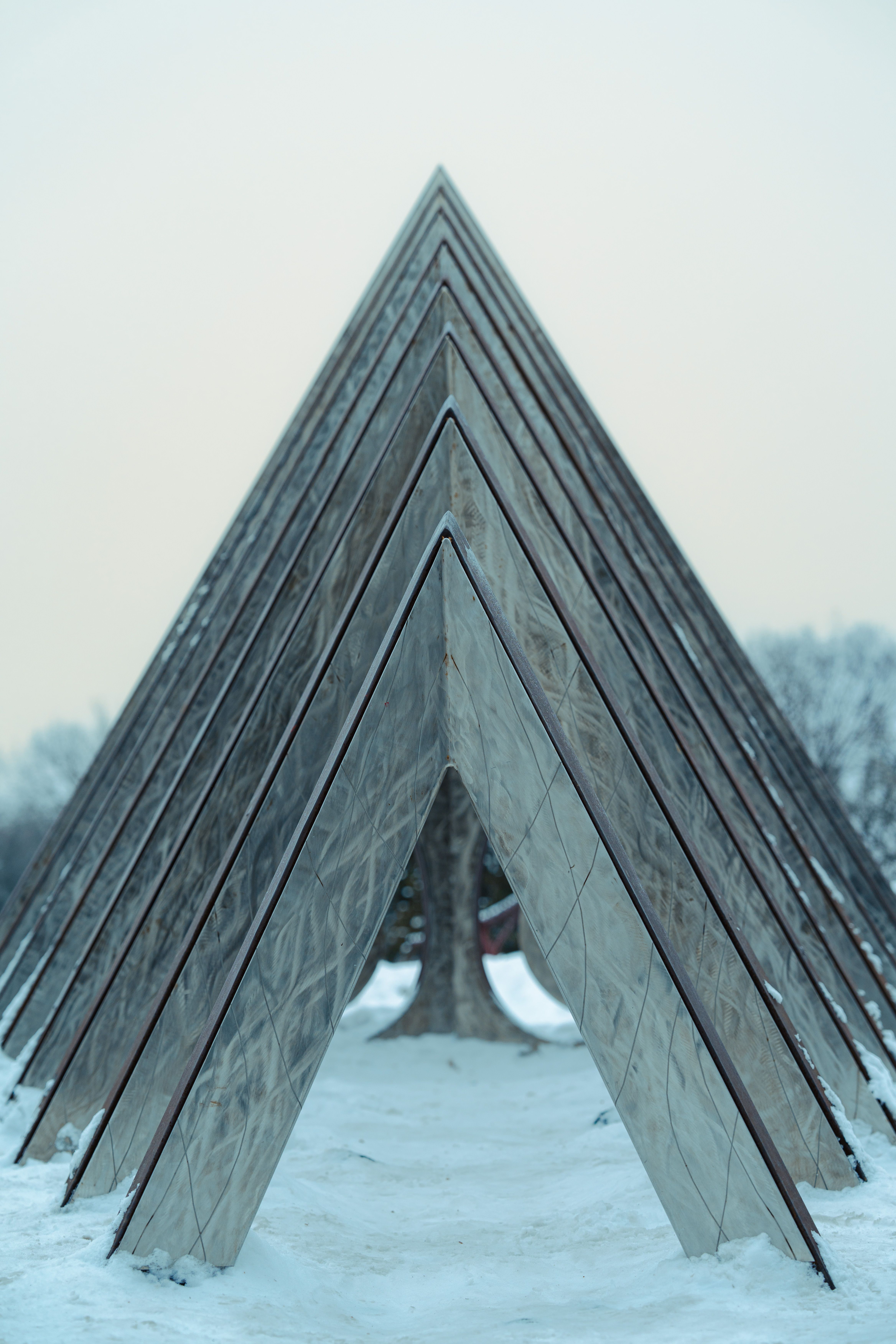 Symmetrical Metallic Structure in Snowy Landscape · Free Stock Photo