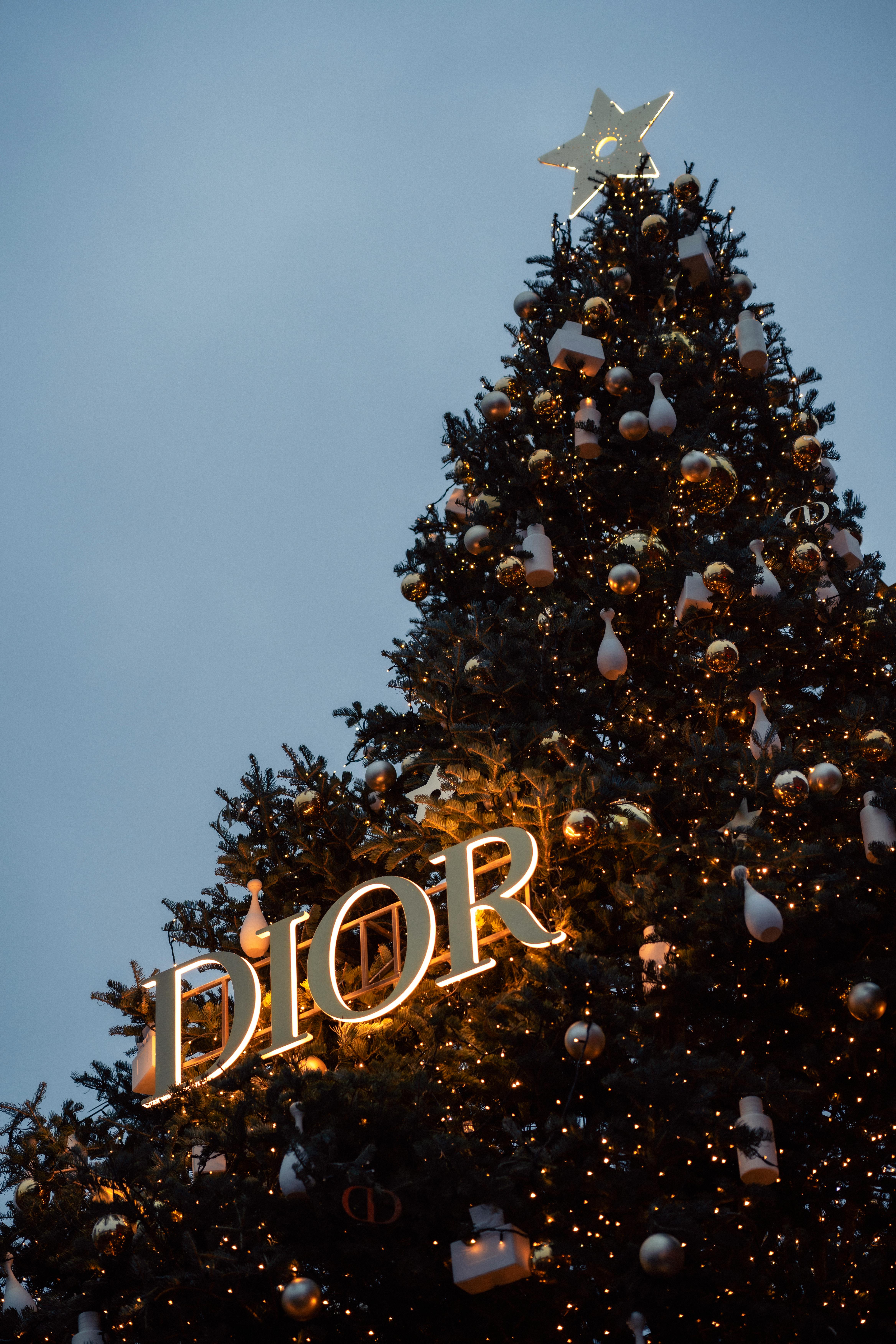 Elegant Christmas Tree with Dior Decorations · Free Stock Photo
