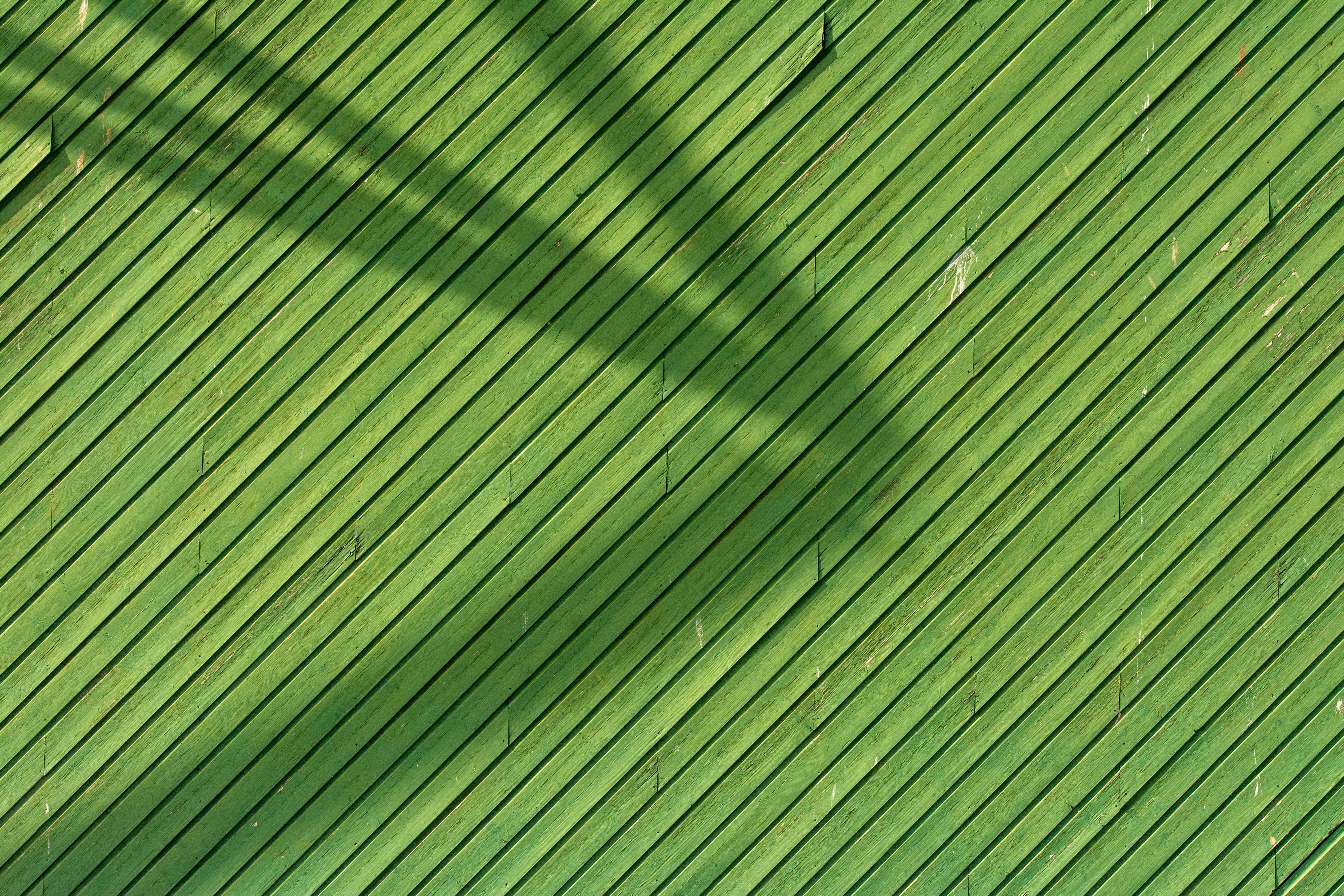 Diagonal Green Wooden Slats with Shadows · Free Stock Photo