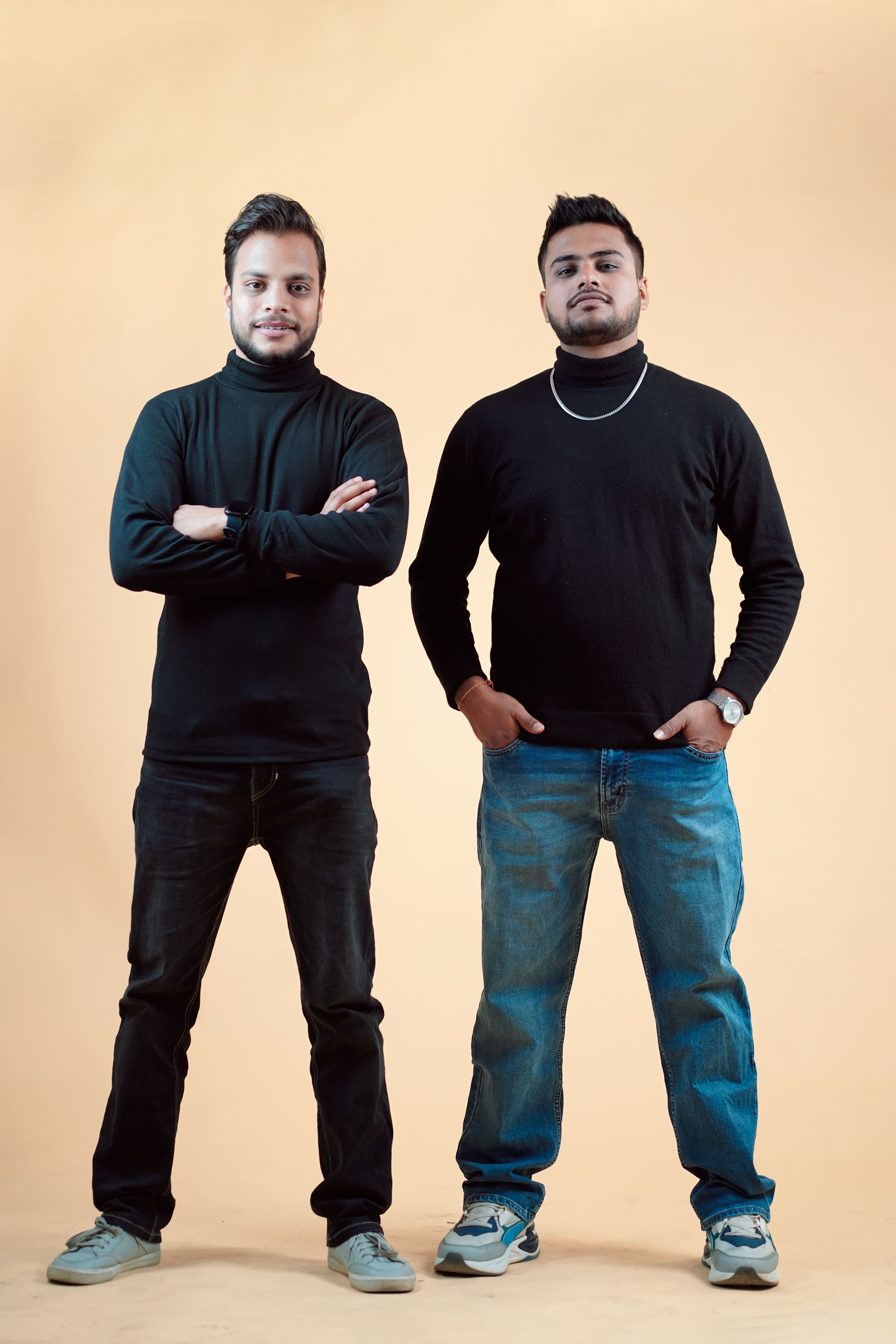 Casual Portrait of Two Men on Plain Background · Free Stock Photo