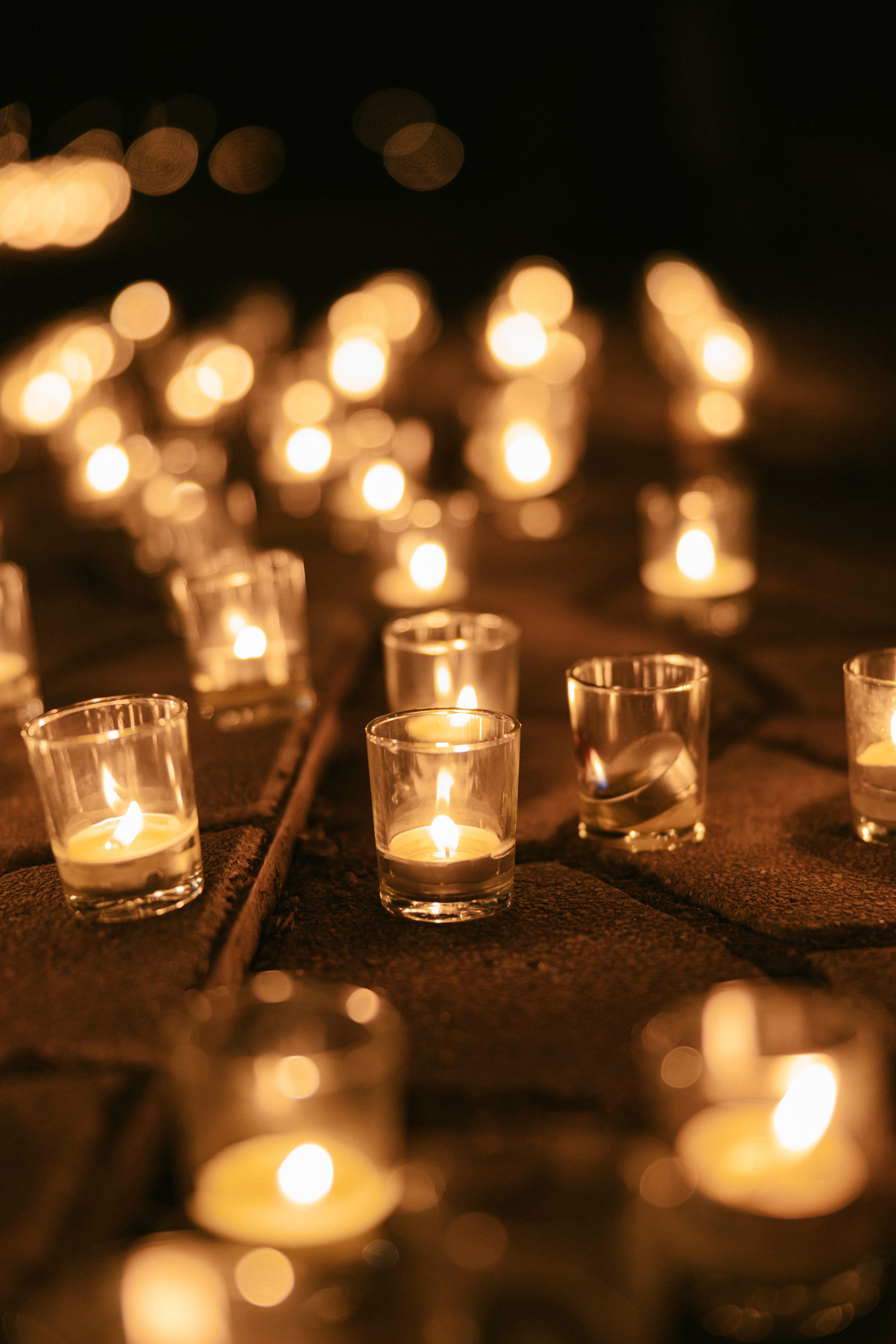 Candlelit Pathway at Night Creating Warm Glow · Free Stock Photo