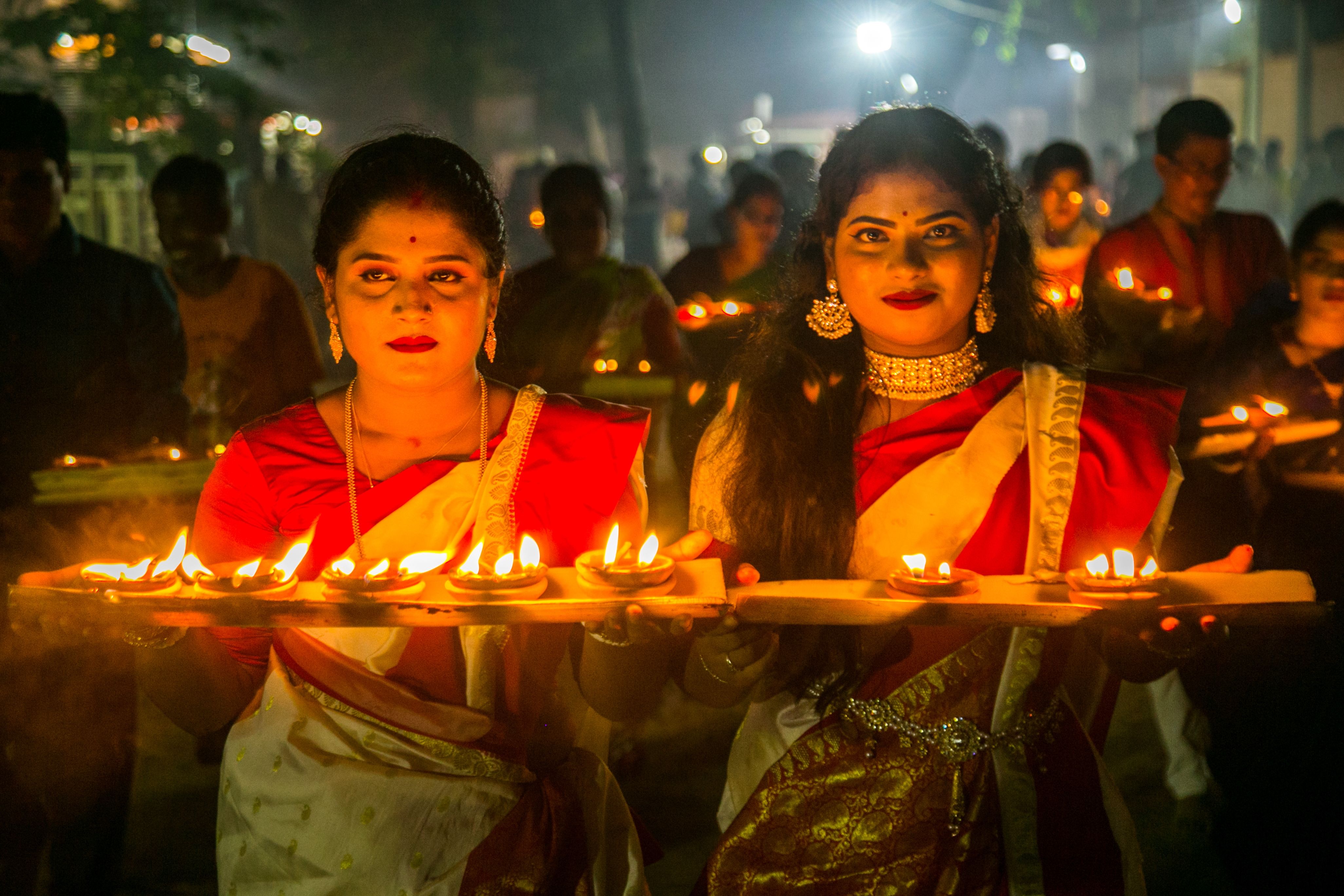 Celebration with Traditional Lamps at Night · Free Stock Photo