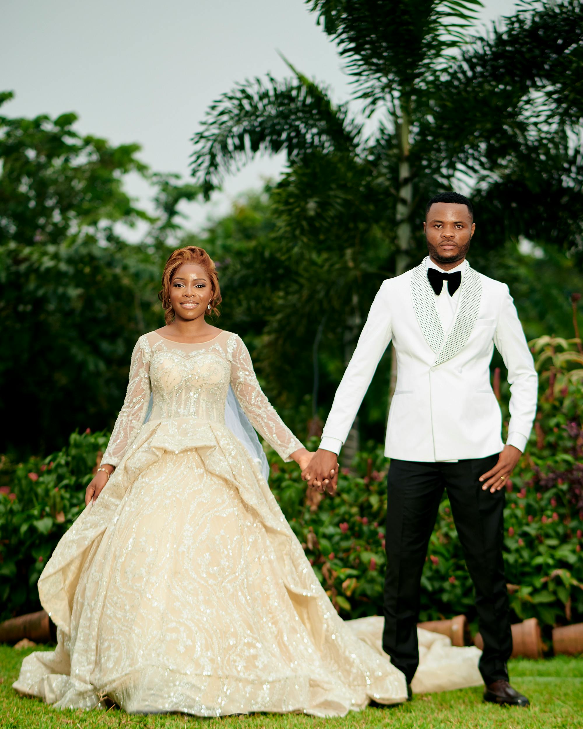 Beautiful Wedding Couple in Kinshasa Garden · Free Stock Photo