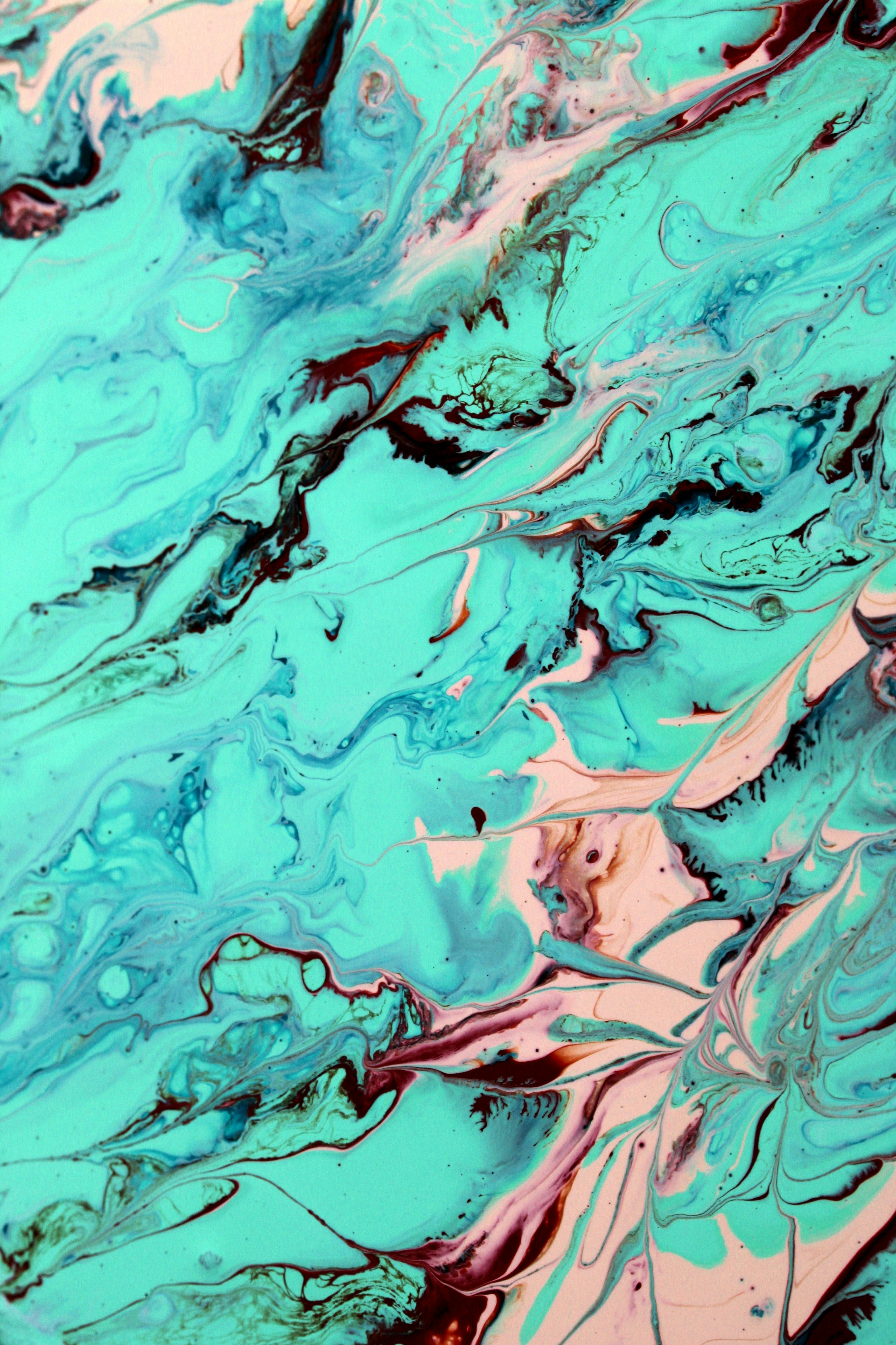 Abstract Acrylic Marble Texture in Turquoise · Free Stock Photo